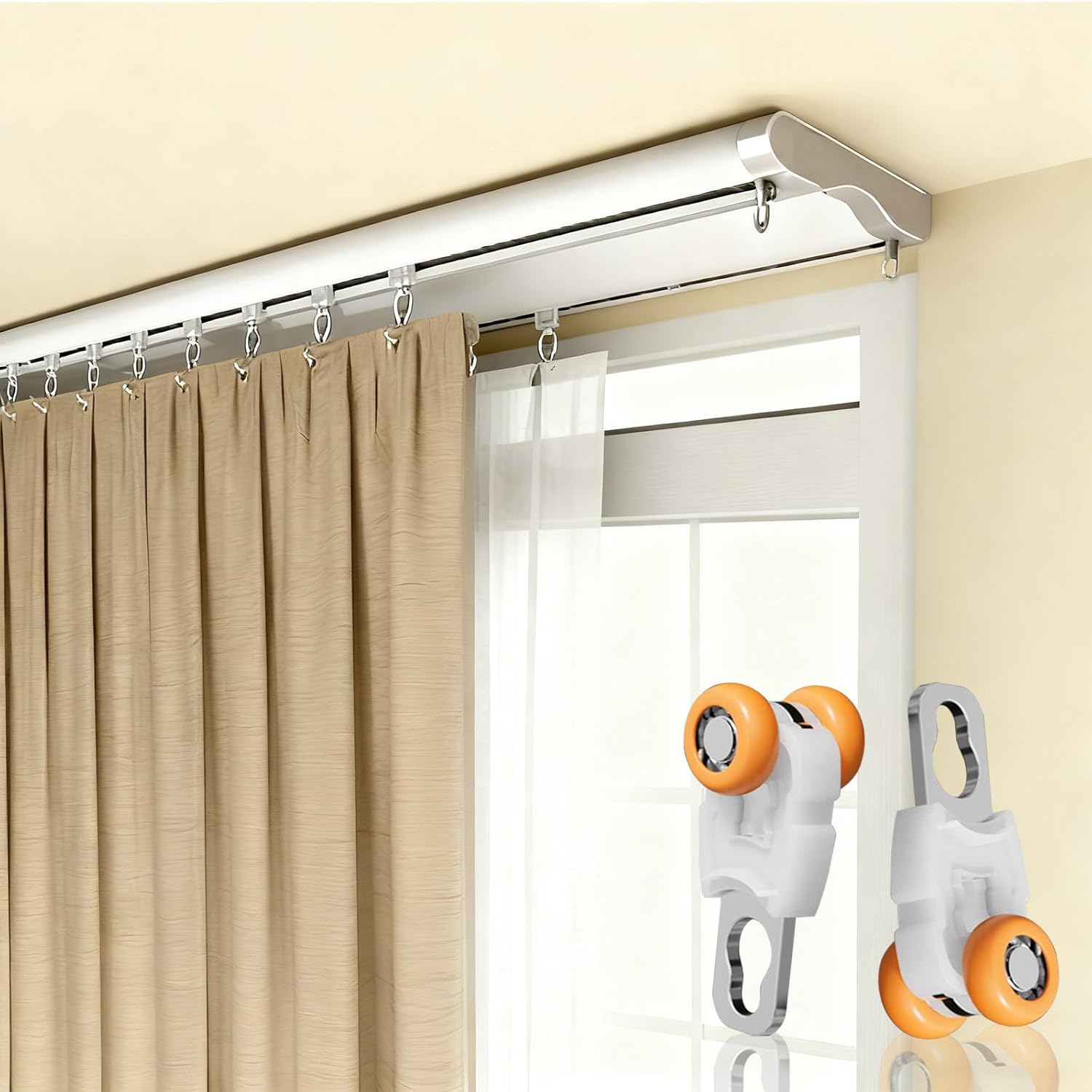 Amazon.com: Double Curtain Track Ceiling Mount,9.5ft (2.9m) Aluminum ...