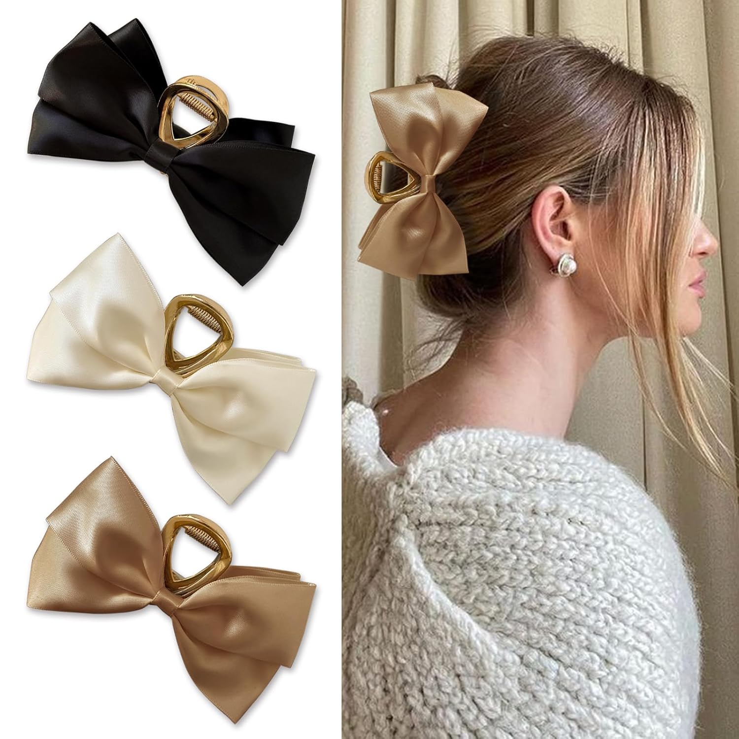 Amazon.com : YONOY 3PCS Metal Claw Hair Clips for Women & Girls ...