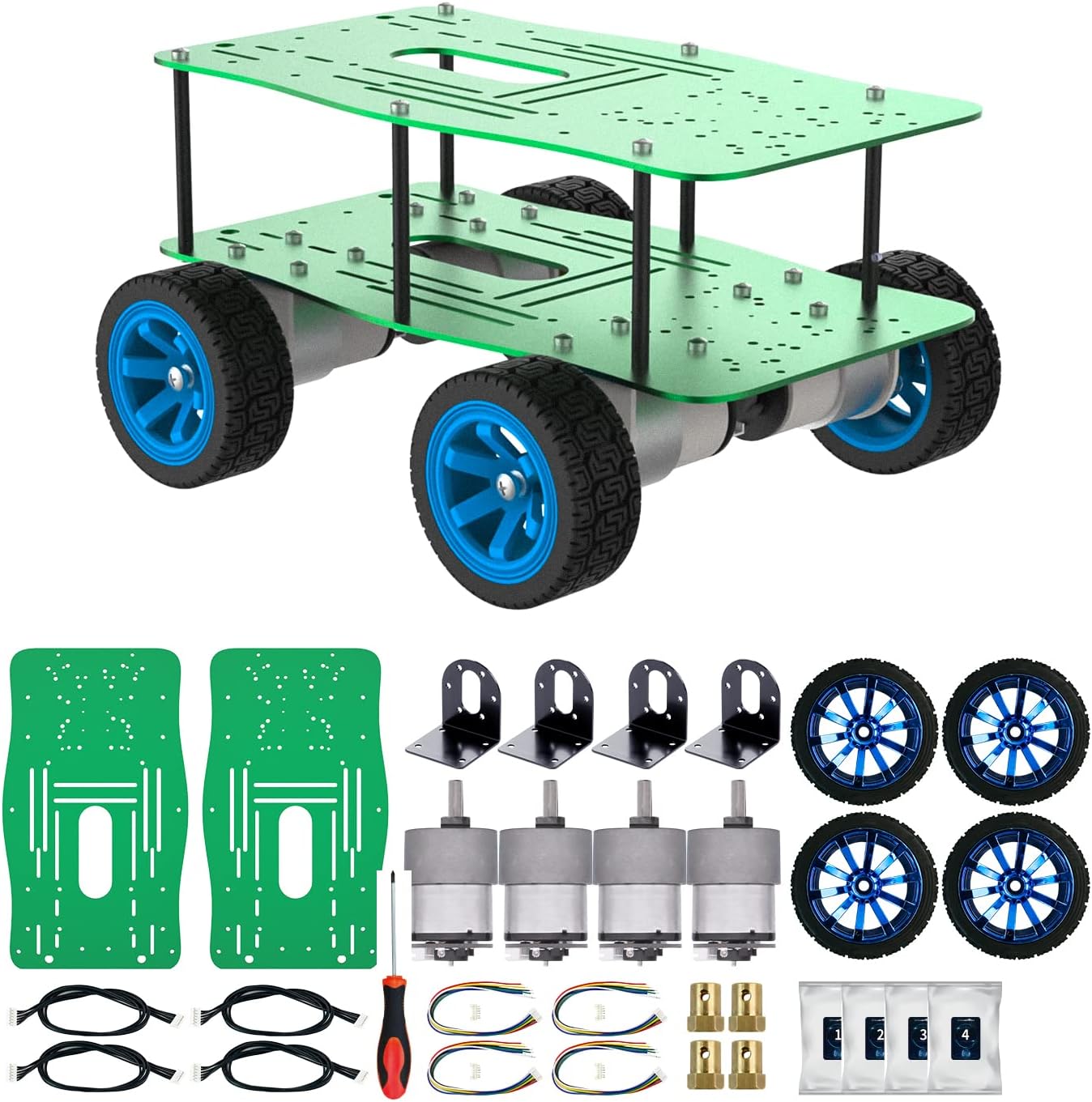 Amazon.co.jp: Yahboom Robot Metal Chassis Kit Suspension 4WD Frame with ...