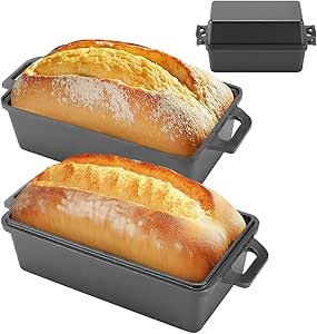 KITment Cast Iron Bread Pan with Lid, Dutch Oven Style, Heavy-Duty Non ...
