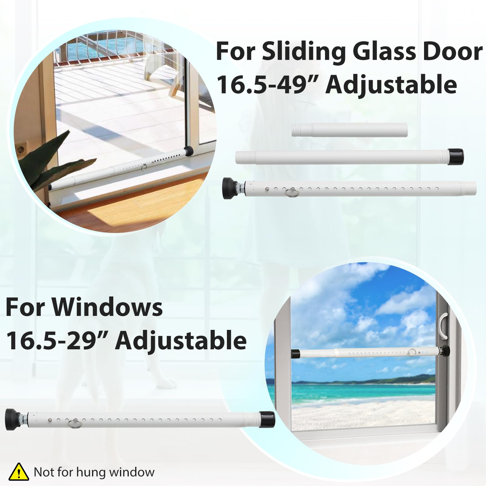 Snapklik.com : Sliding Door Security Bar, 16 To 51 Inch Adjustable ...