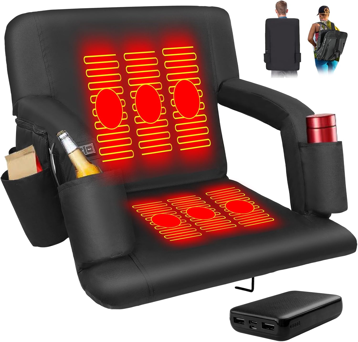 Amazon.com : Moteoza Foldable Double Heated Stadium Seats for Bleachers ...