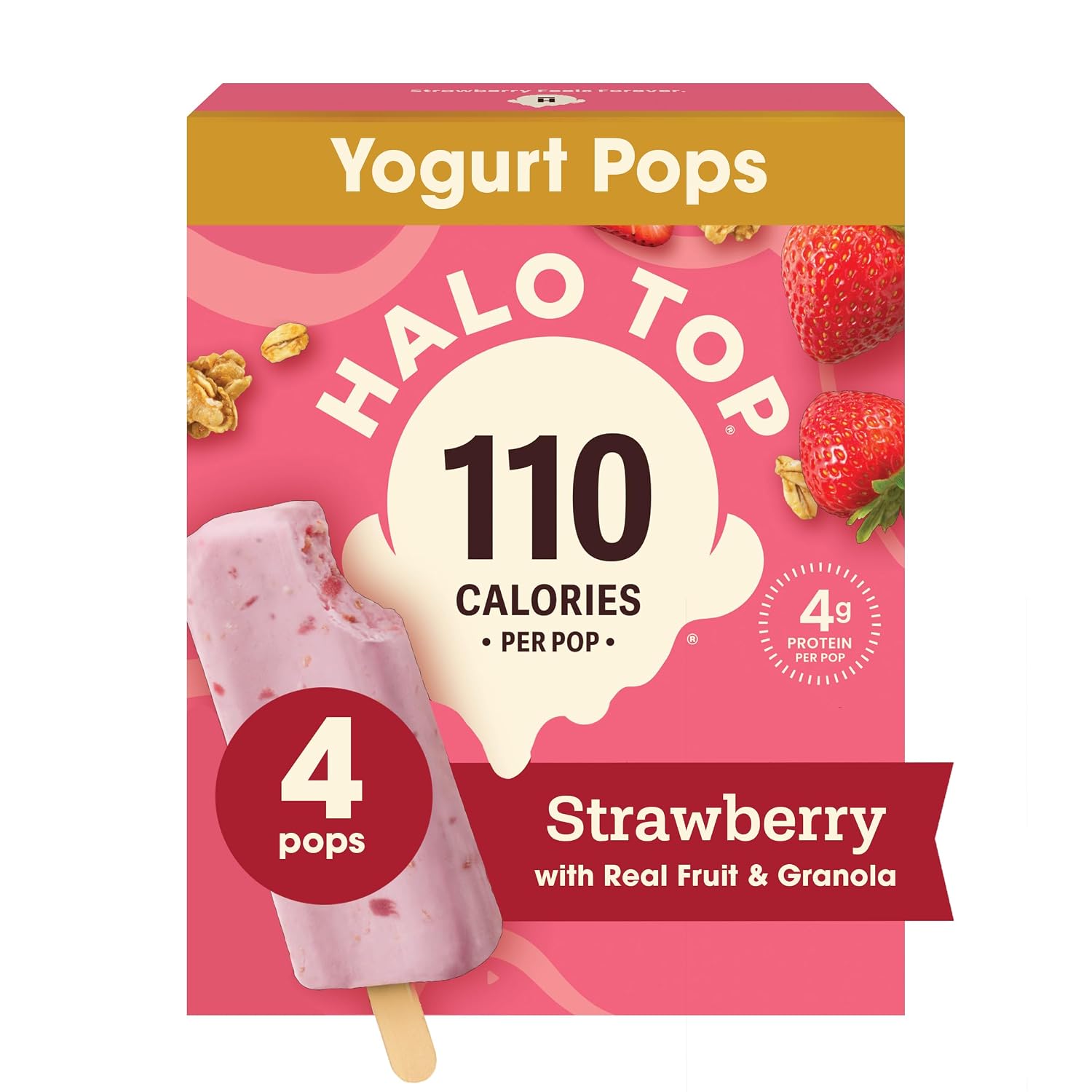 Amazon.com: Halo Top Strawberry Yogurt Bars, 4pk : Grocery & Gourmet Food