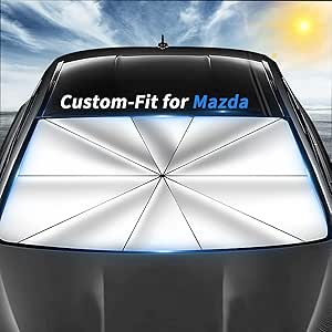 Amazon.com: Custom-Fit for Mazda Windshield Sun Shade, 360°Rotation ...