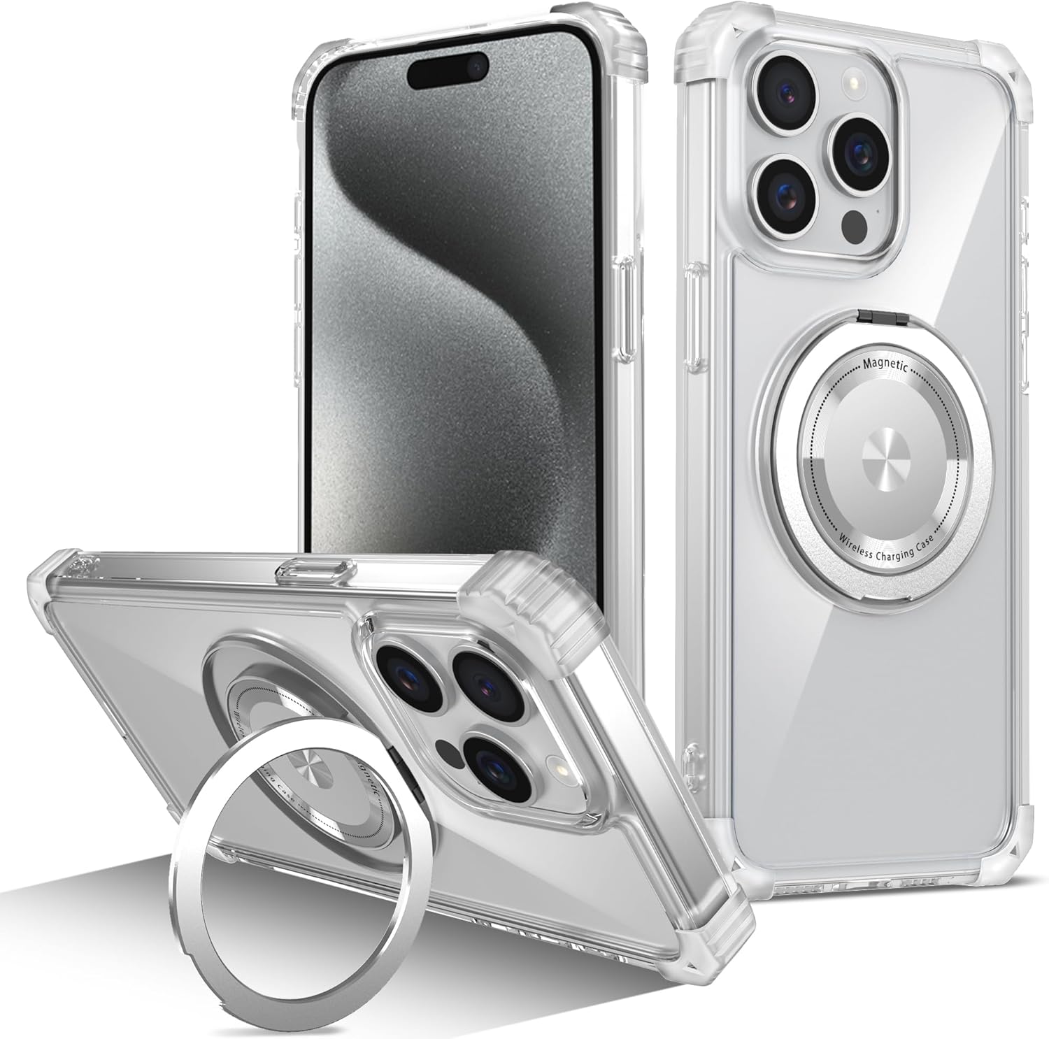 ZinLyuen 360°Rotatable Magnetic Ring for iPhone 15 Pro Case Kickstand ...