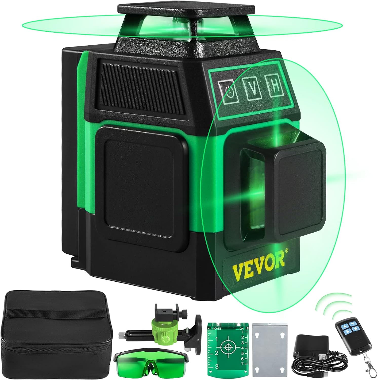 VEVOR 8 Lines Cross Line Laser Level, 2 x 360° Four Plane Switchable ...