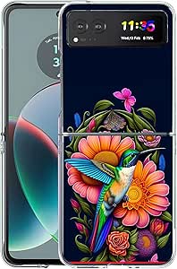Amazon.com: Bcov Case for Motorola Razr 2023,Hummingbird Butterfly Flowers Anti-Scratch Solid ...