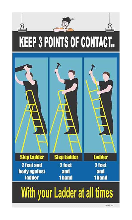 Posterkart Ladder Safety Poster - 3 Points of Contact, 66 cm x 36 cm x ...