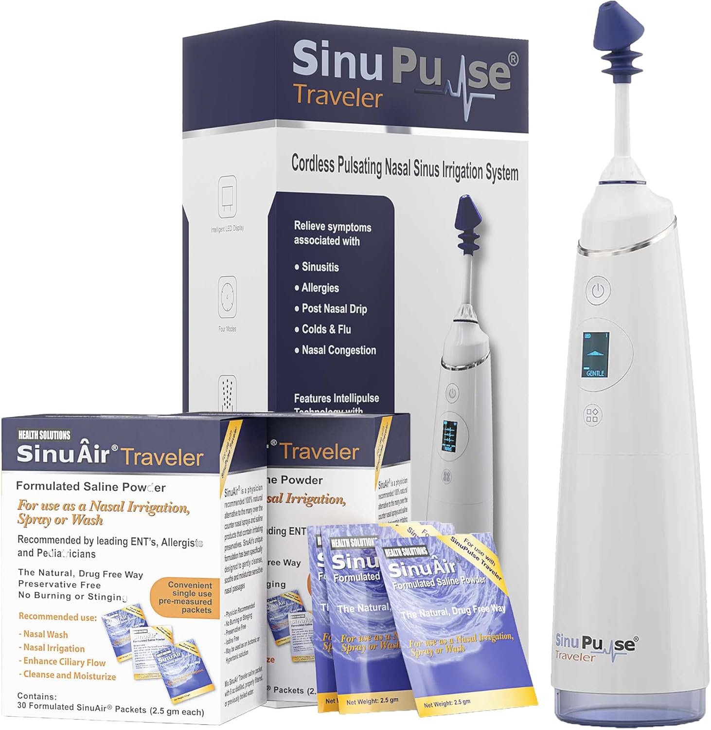 Buy SinuPulse Traveler - Cordless Pulsating Sinus Irrigation, Nasal ...