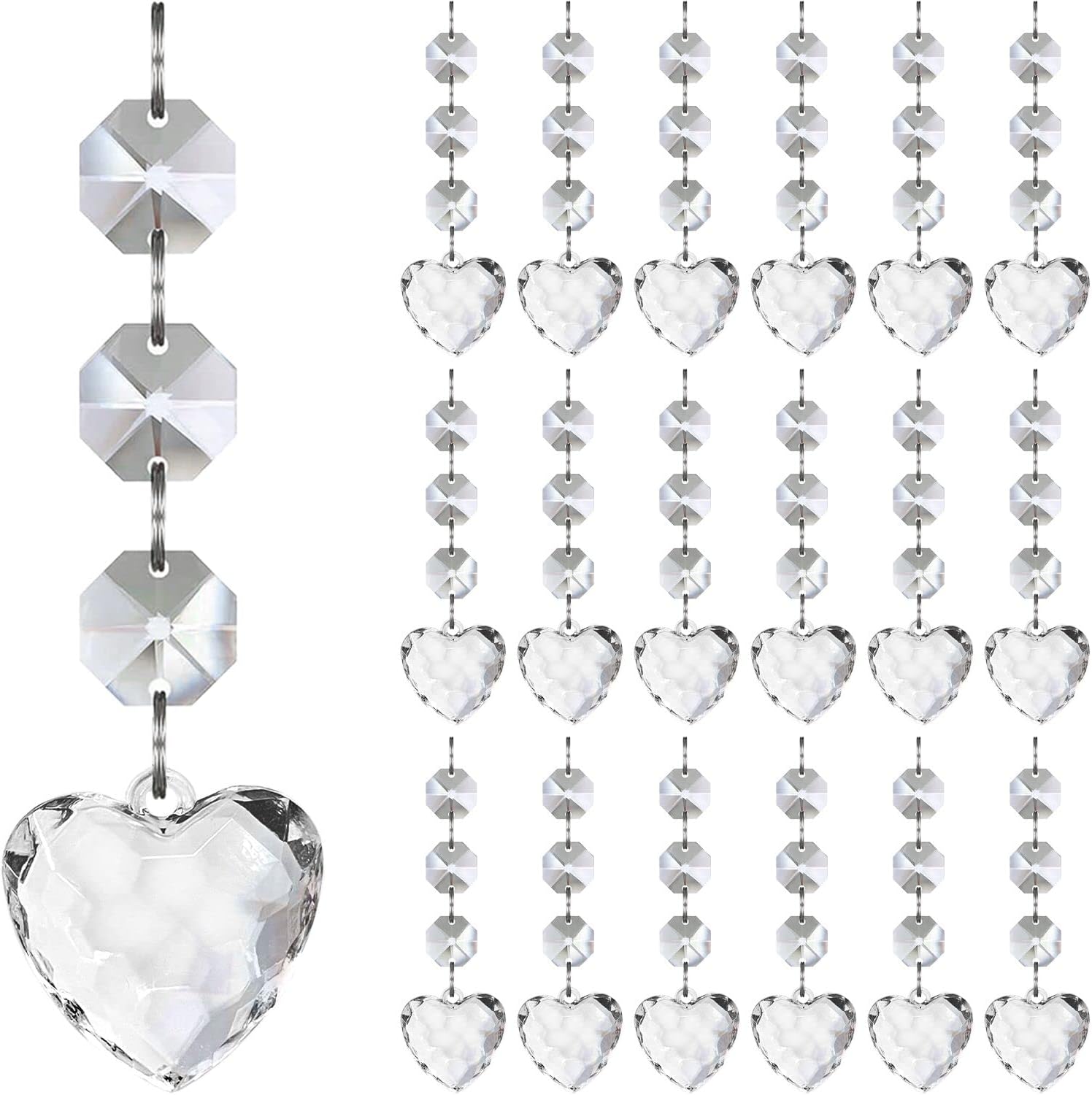 Amazon.com: Jishi 30pk Crystal Heart Ornaments for Christmas Tree ...