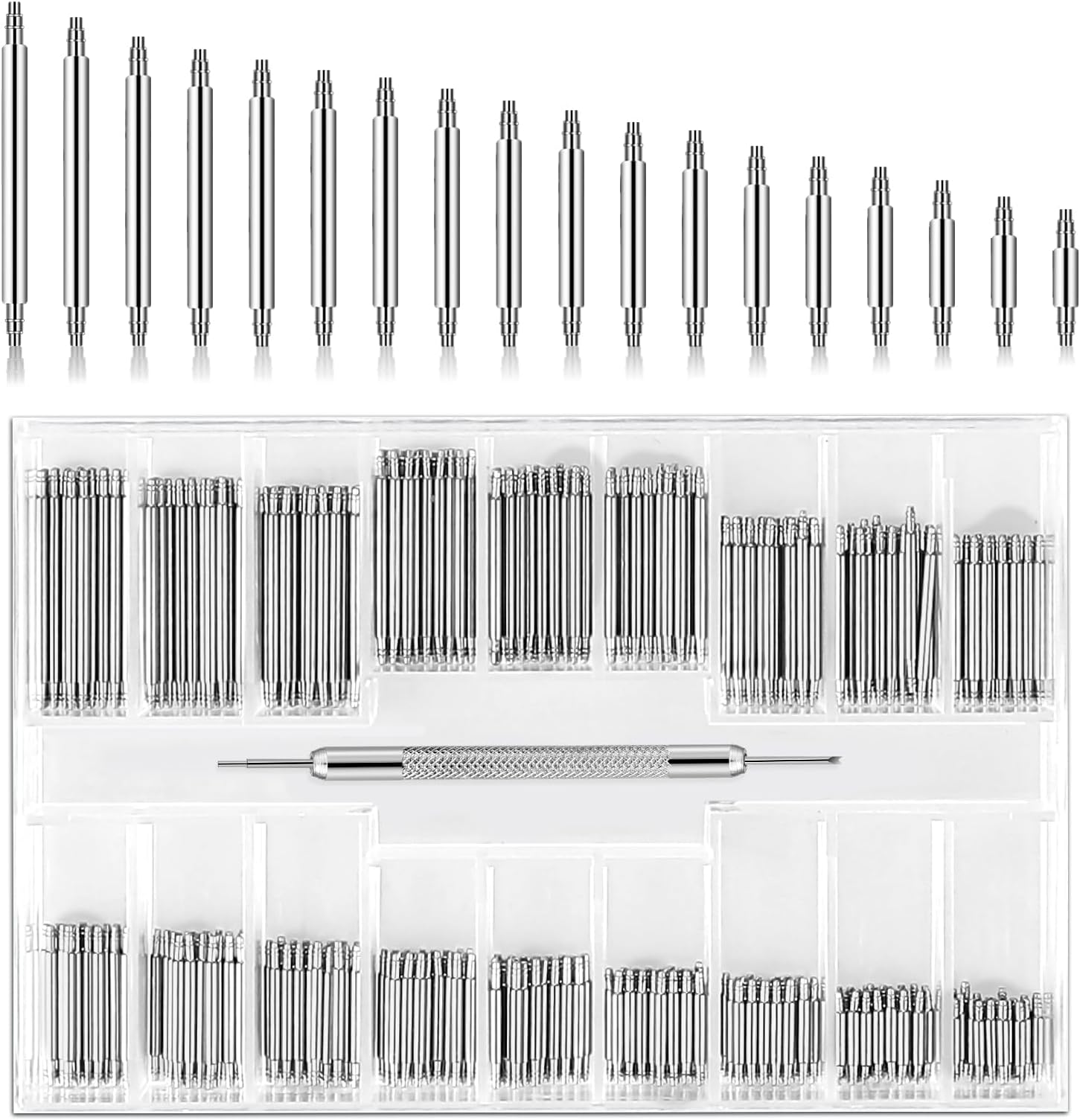 adspow 144 x Spring Bars for Watch Bracelet Pins 8-25 mm Stainless ...