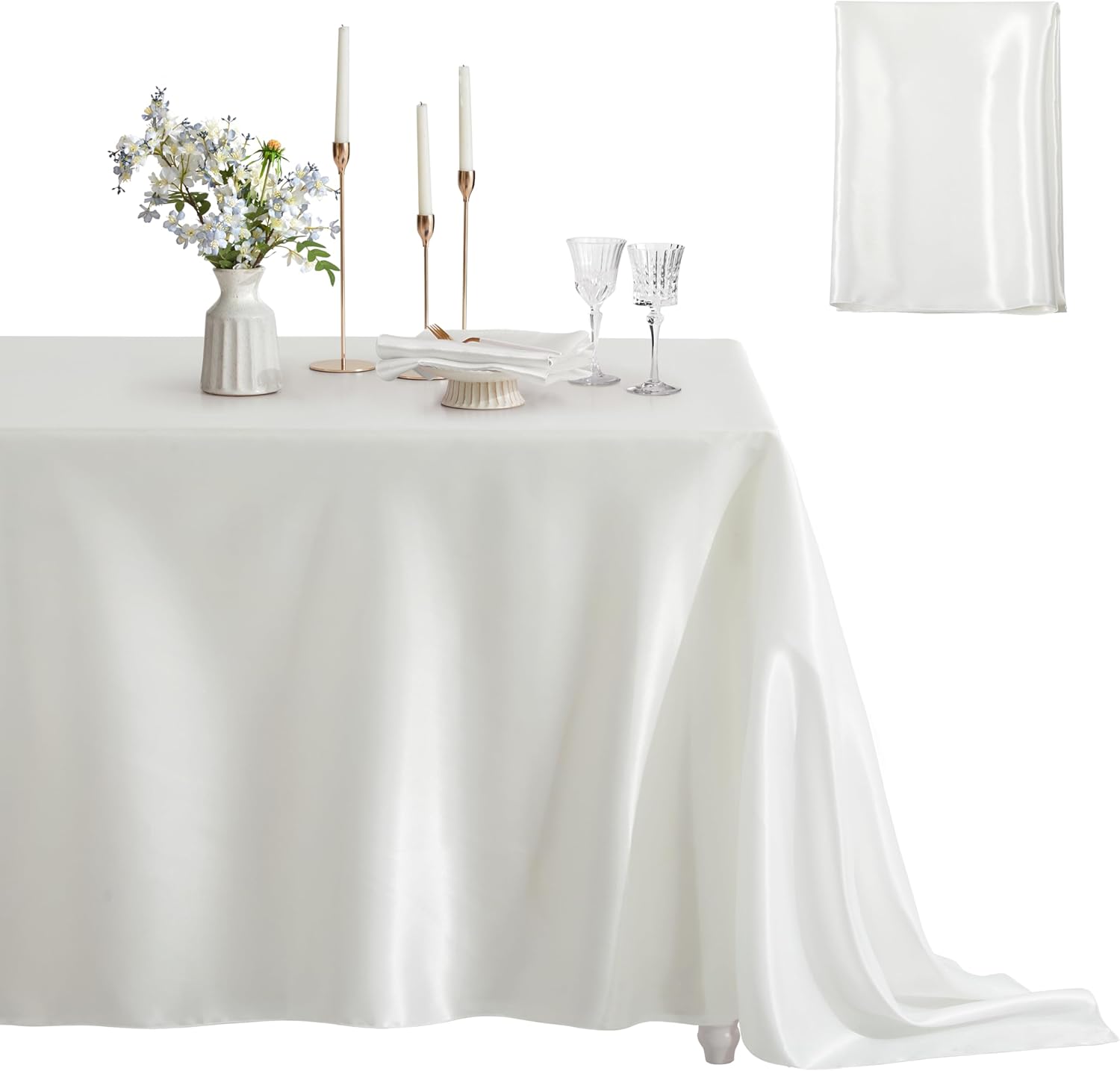 Amazon.com: Counfeisly 1 Pack Satin Table Cover Rectangle Silkly Soft ...