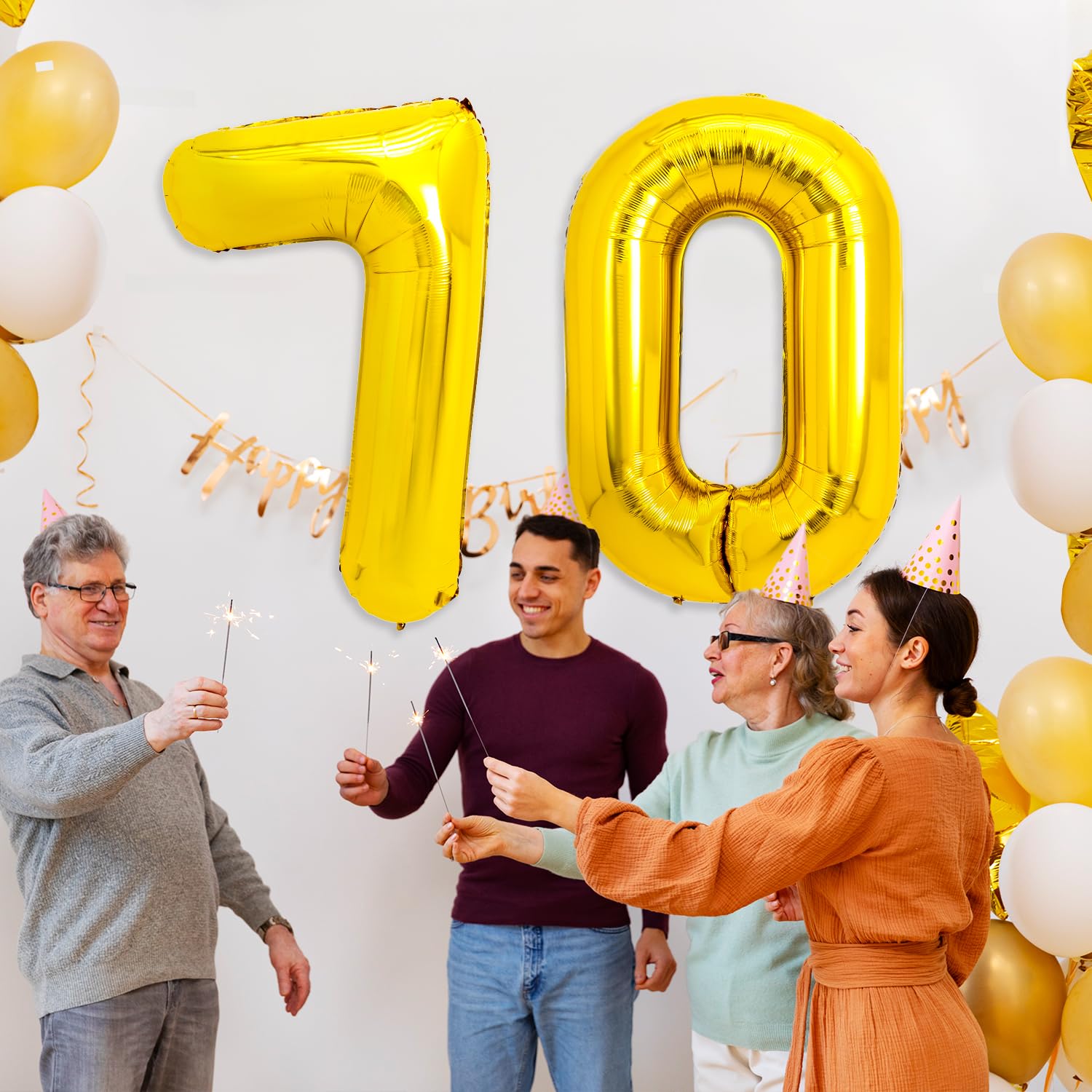 Snapklik.com : 40 Inch Gold 70 Number Balloons Giant Jumbo Large Helium ...