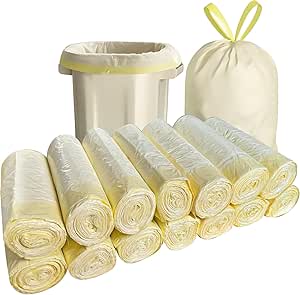 Amazon.com: OEONNHCC 4 Gallon Yellow Trash Bags - Drawstring small ...