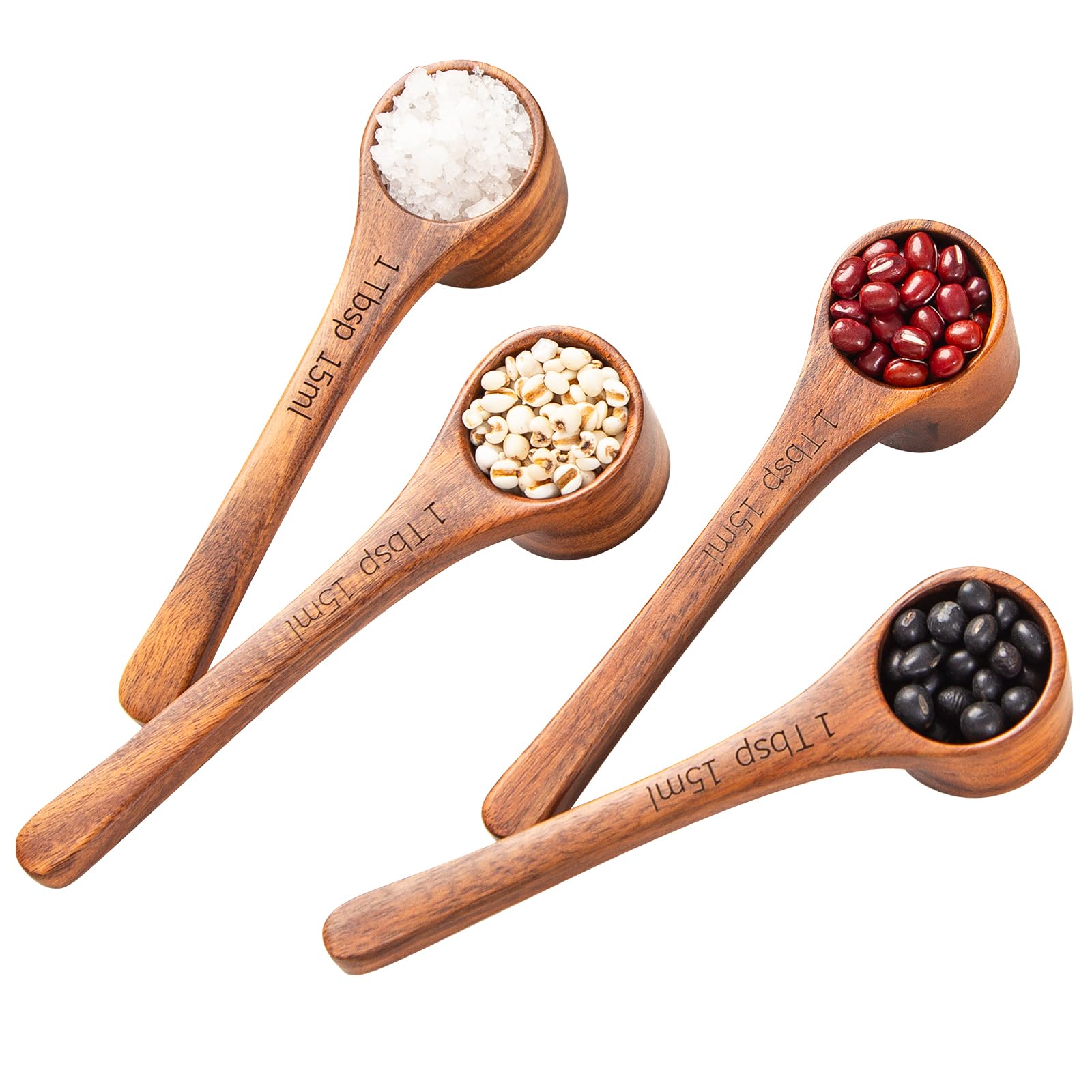 Amazon.com: Decent Vrvege Wooden Measuring Spoons,4pcs 1 Tbsp/15ml Long ...