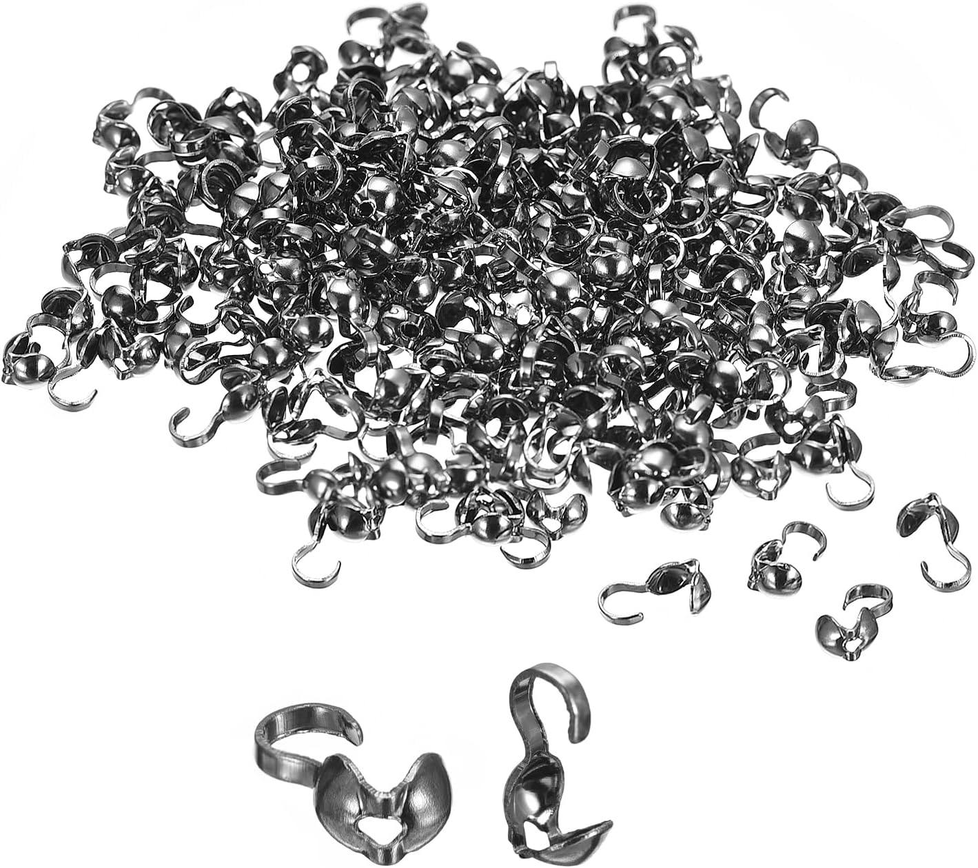 Amazon.com: uxcell 200Pcs Open Bead Tips Knot Covers, Metal Clamshell ...