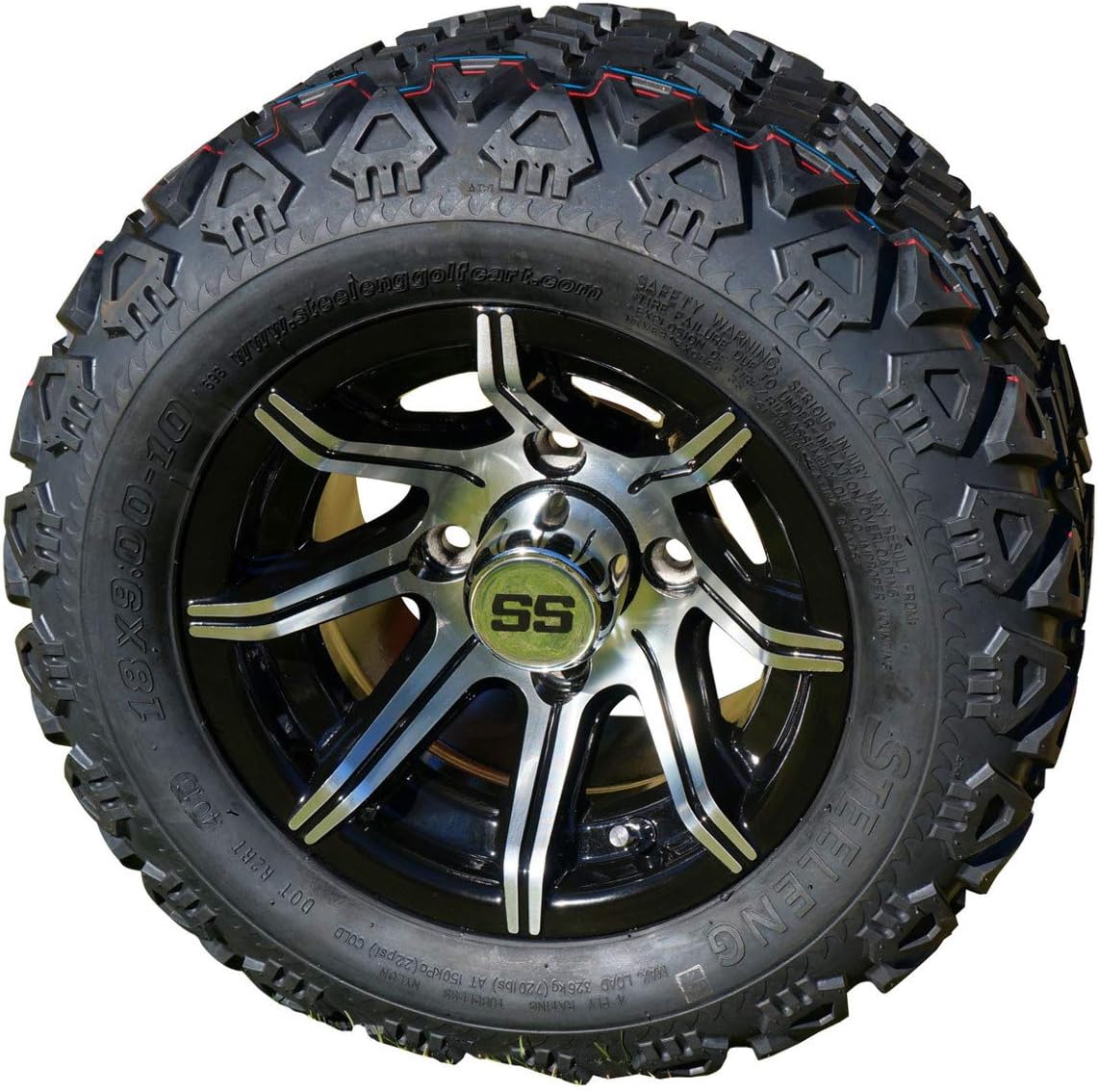 Amazon | Performance Plus カートスパイダー 10インチ 機械加工&ブラック ゴルフカートホイール 18インチ 全地形 ...
