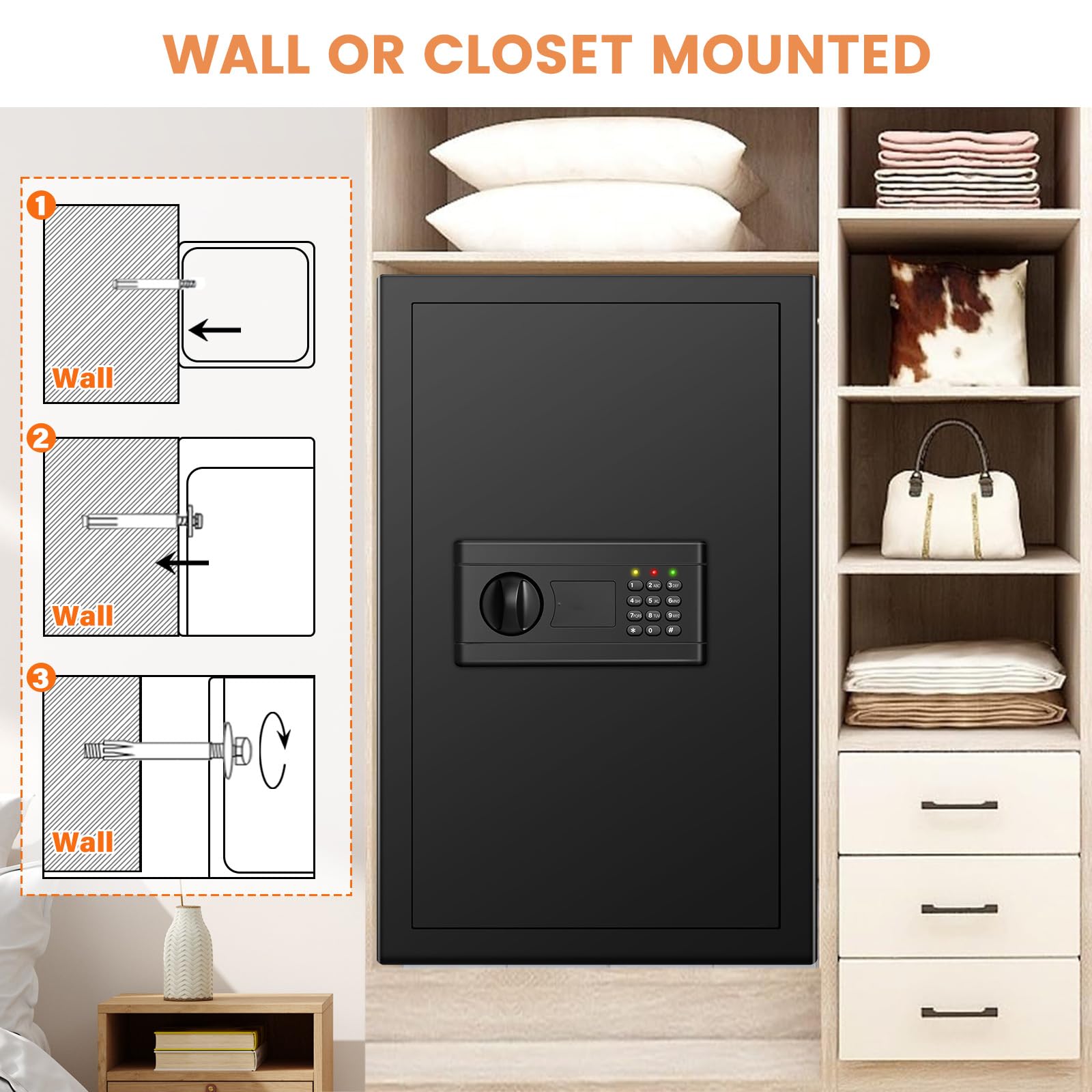 Snapklik.com : 3.0 Cuft Large Safe For Business, Anti-theft Home Safe Box