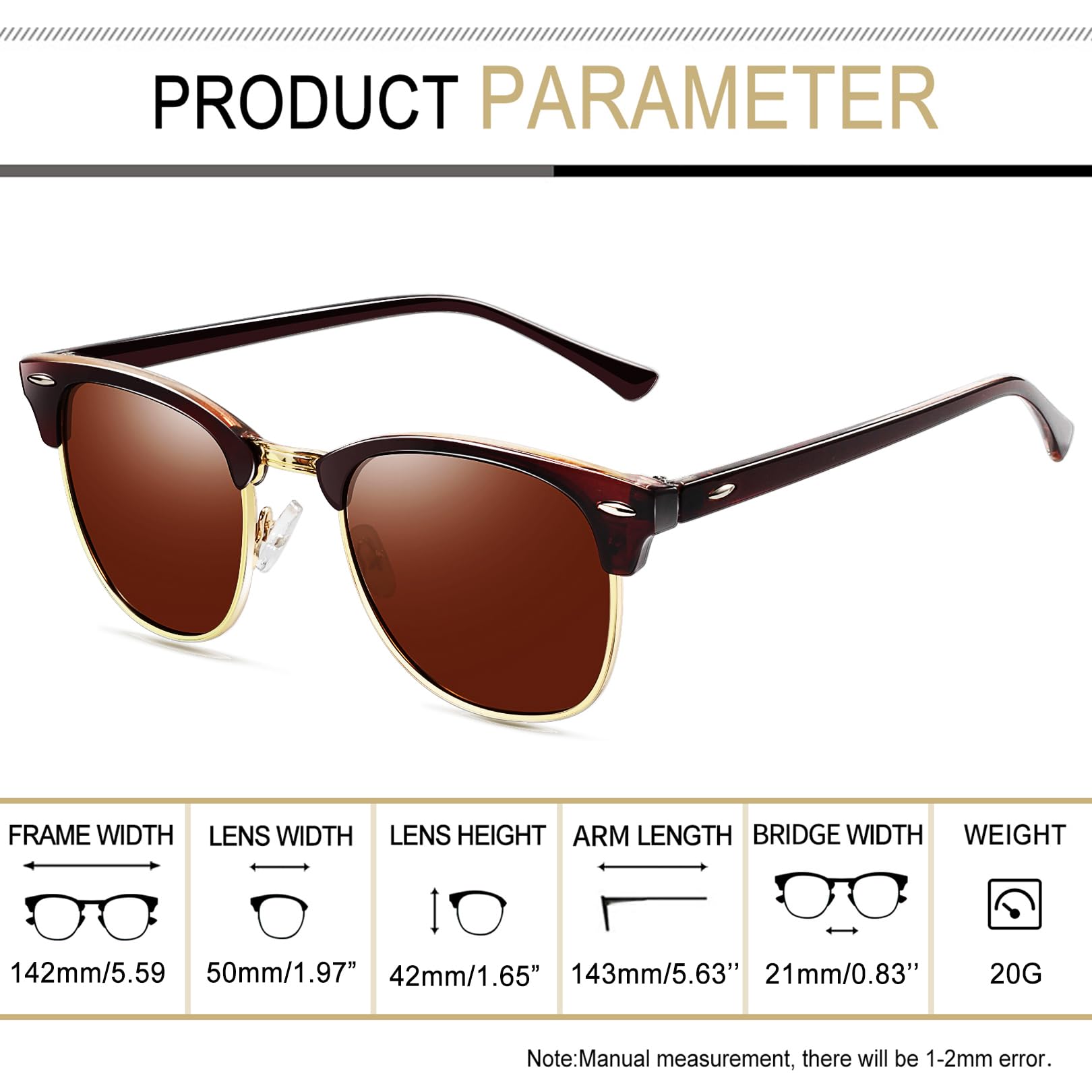 Snapklik.com : Brown Sunglasses Half Frame Shades For Men Women Trendy ...