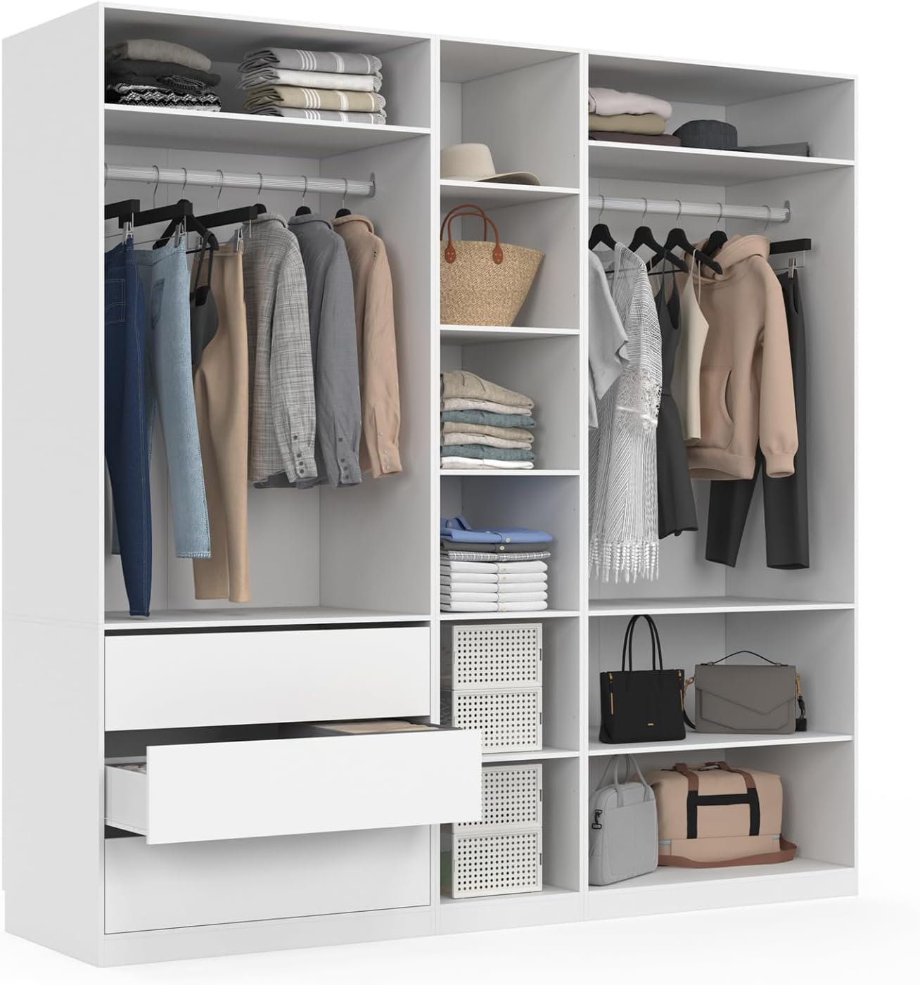 IDMarket - Dressing modulable Taylor 200 x 55 x 200 cm 3 modules avec ...