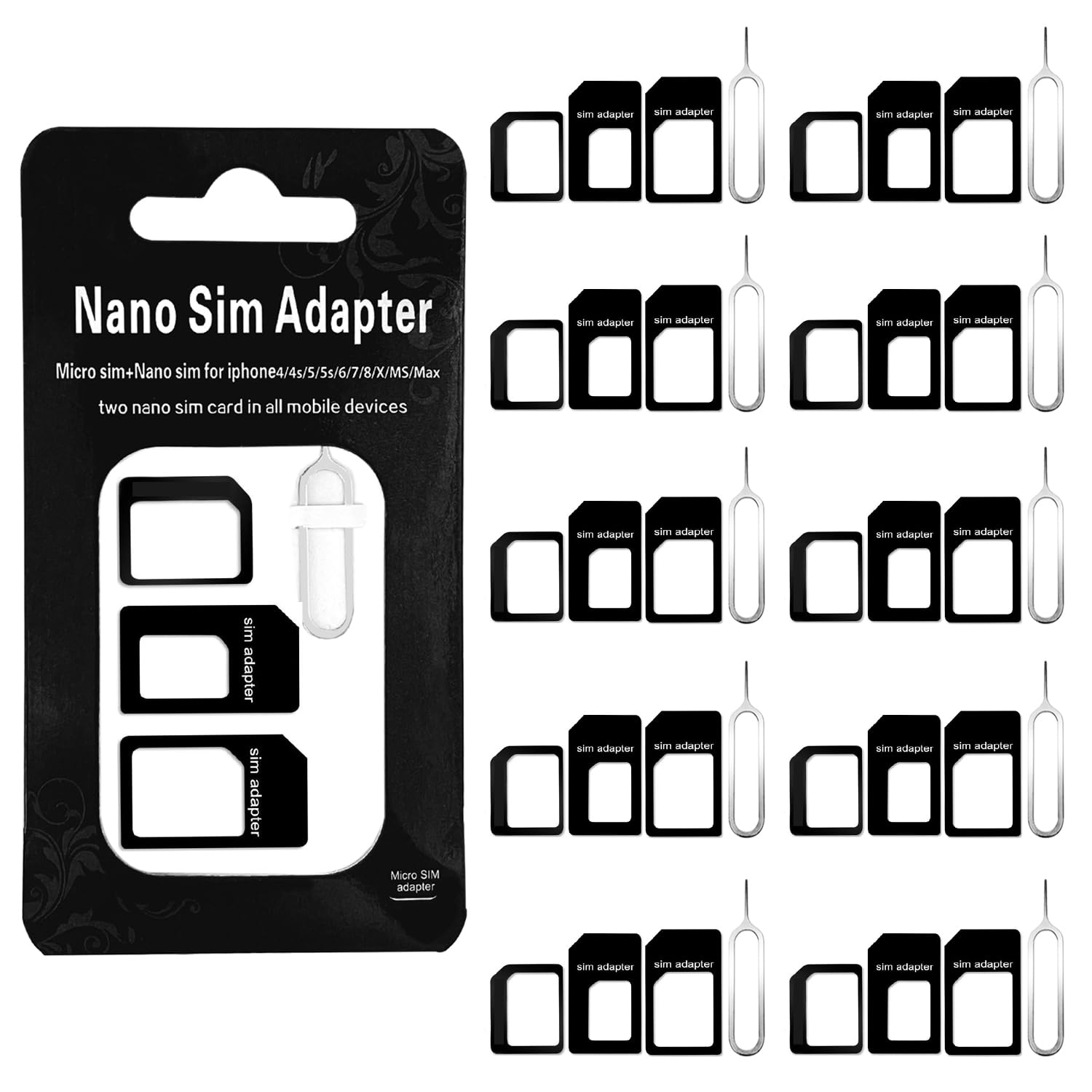Snapklik.com : 10 Pack, Sim Card Adapter Nano Micro - Standard 4 In 1 ...