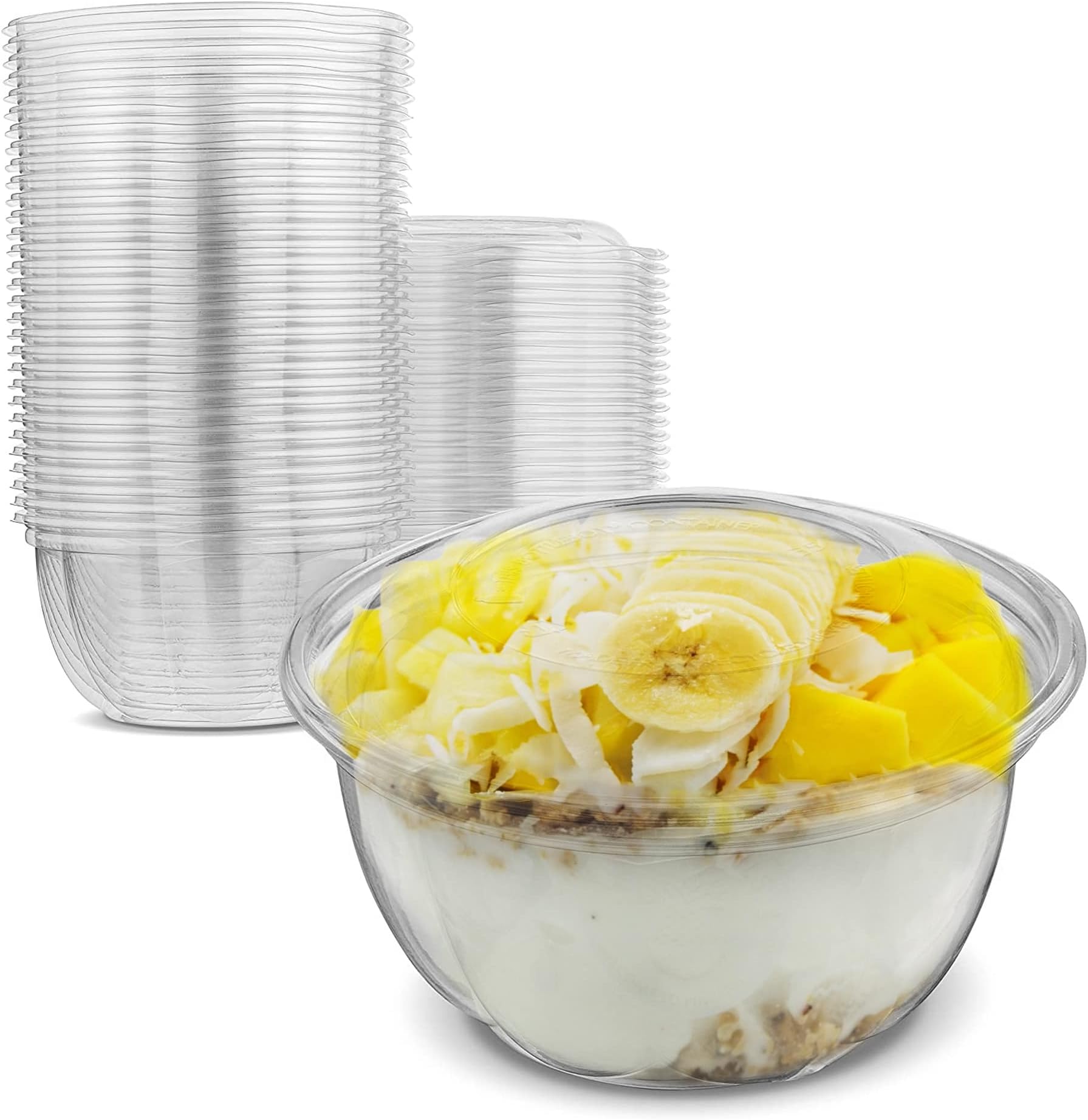 Amazon.com: AME D'ESSENCE (100 PC) Combo 18 oz Plastic Salad Bowl To Go ...