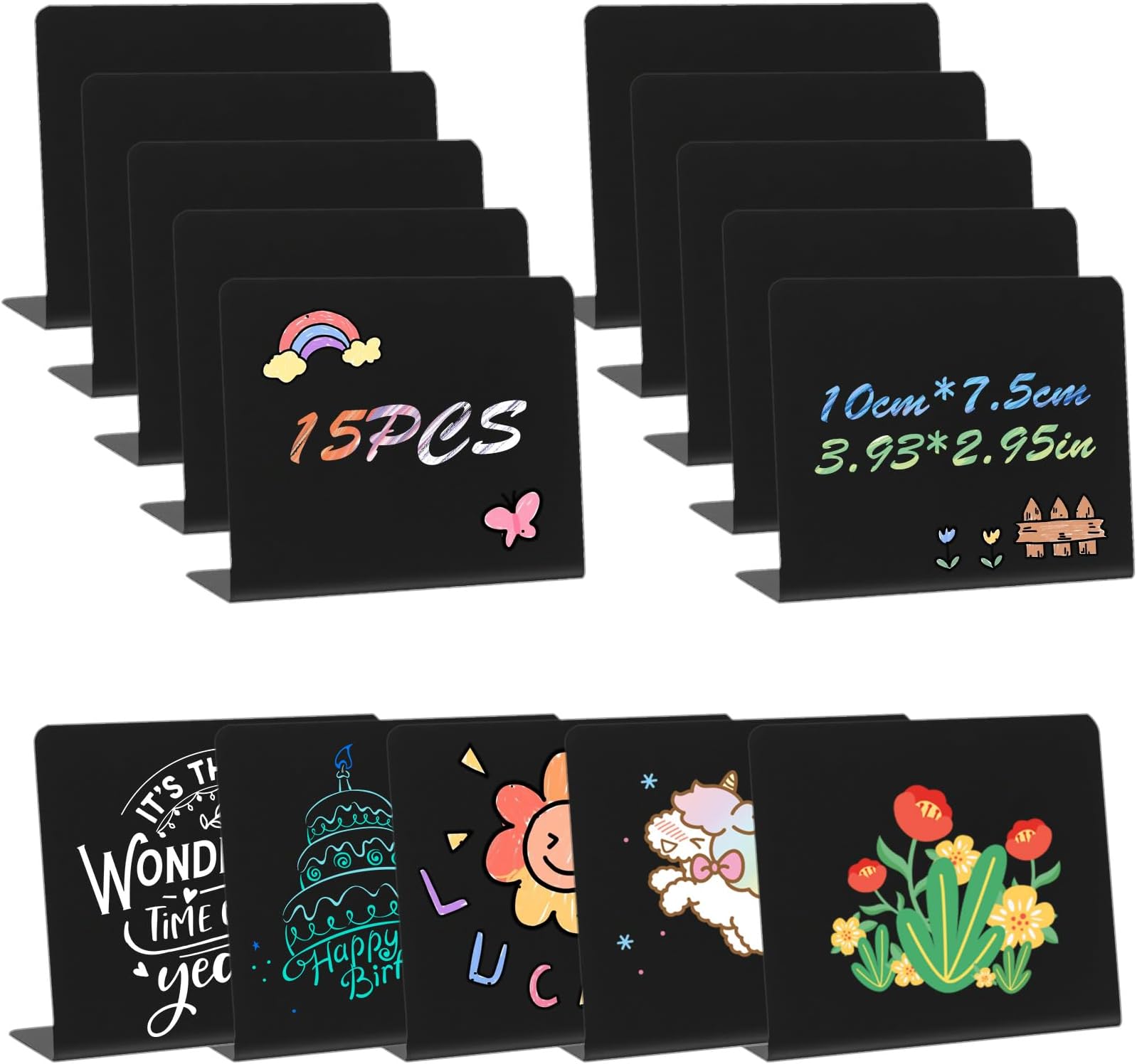 15Pcs Mini Chalkboard Signs, 10 * 7.5cm Reusable Small Chalk Boards ...