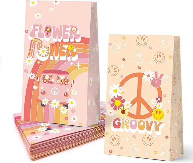 Amazon.com: 24PCS Groovy Retro Hippie Boho Party Favors Bags Groovy ...