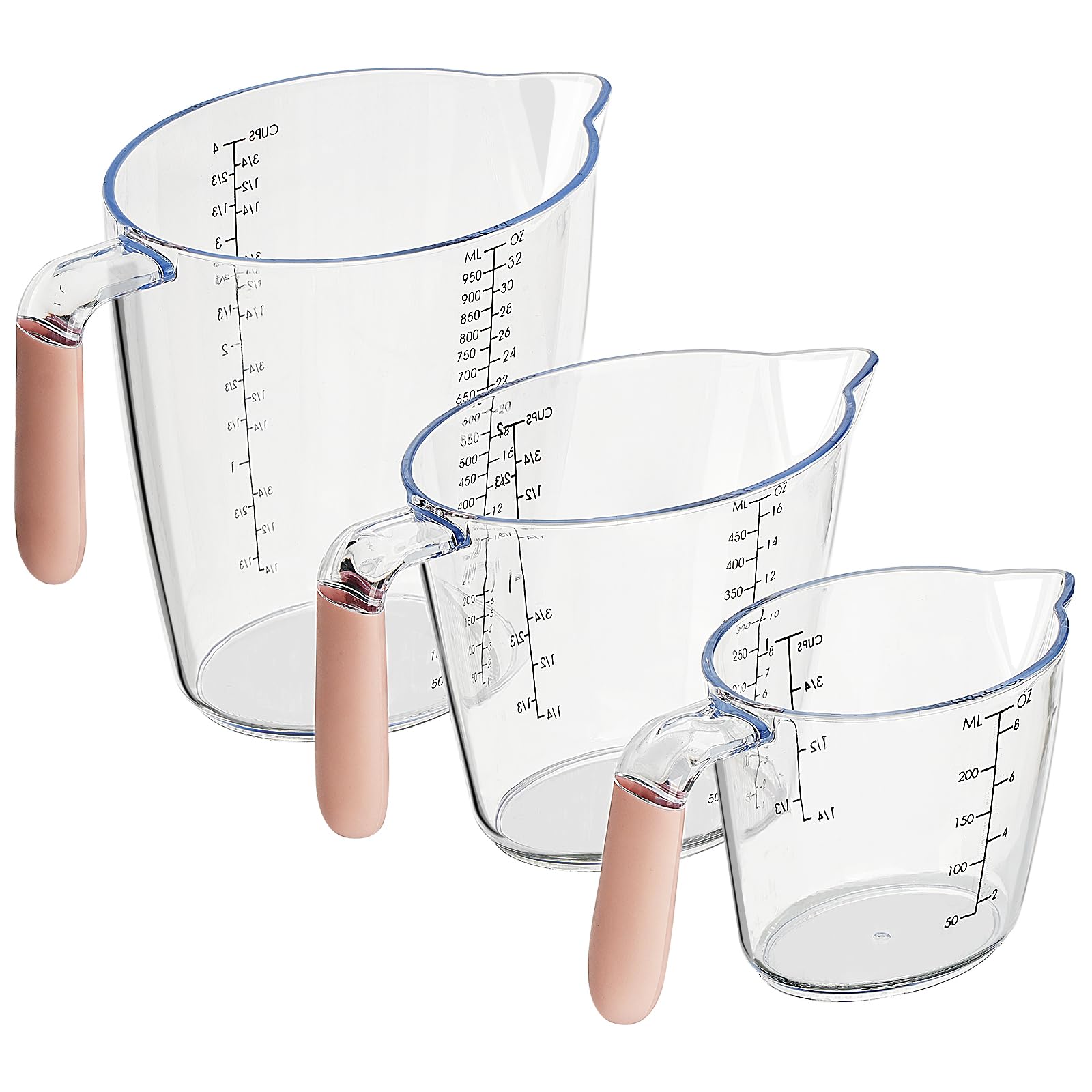 Amazon.com: IWNTWY Plastic Measuring Cups Set, 3Pcs Stackable Clear ...