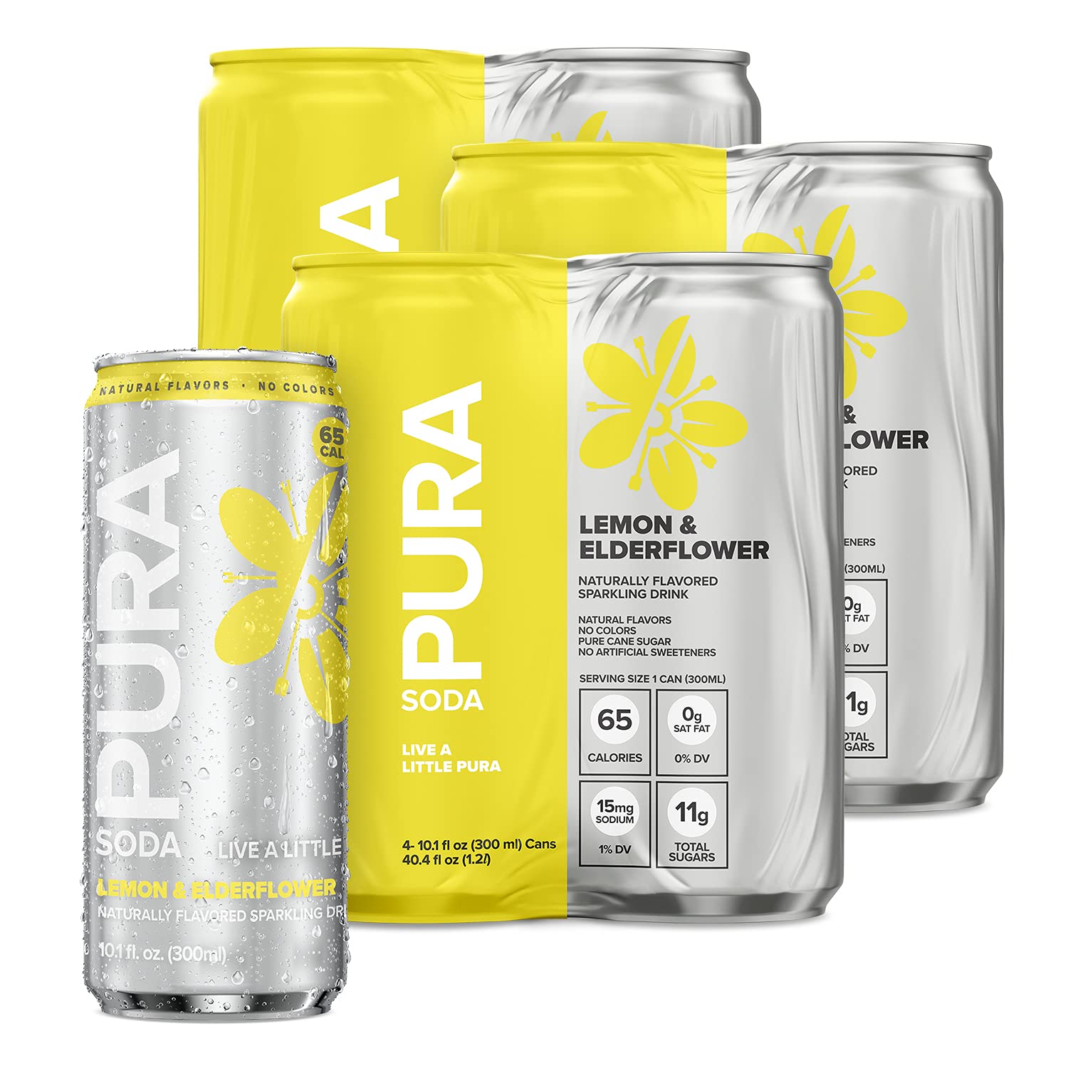 Amazon.com : PURA Soda - Real Lemon and Elderflower Flavor Carbonated ...