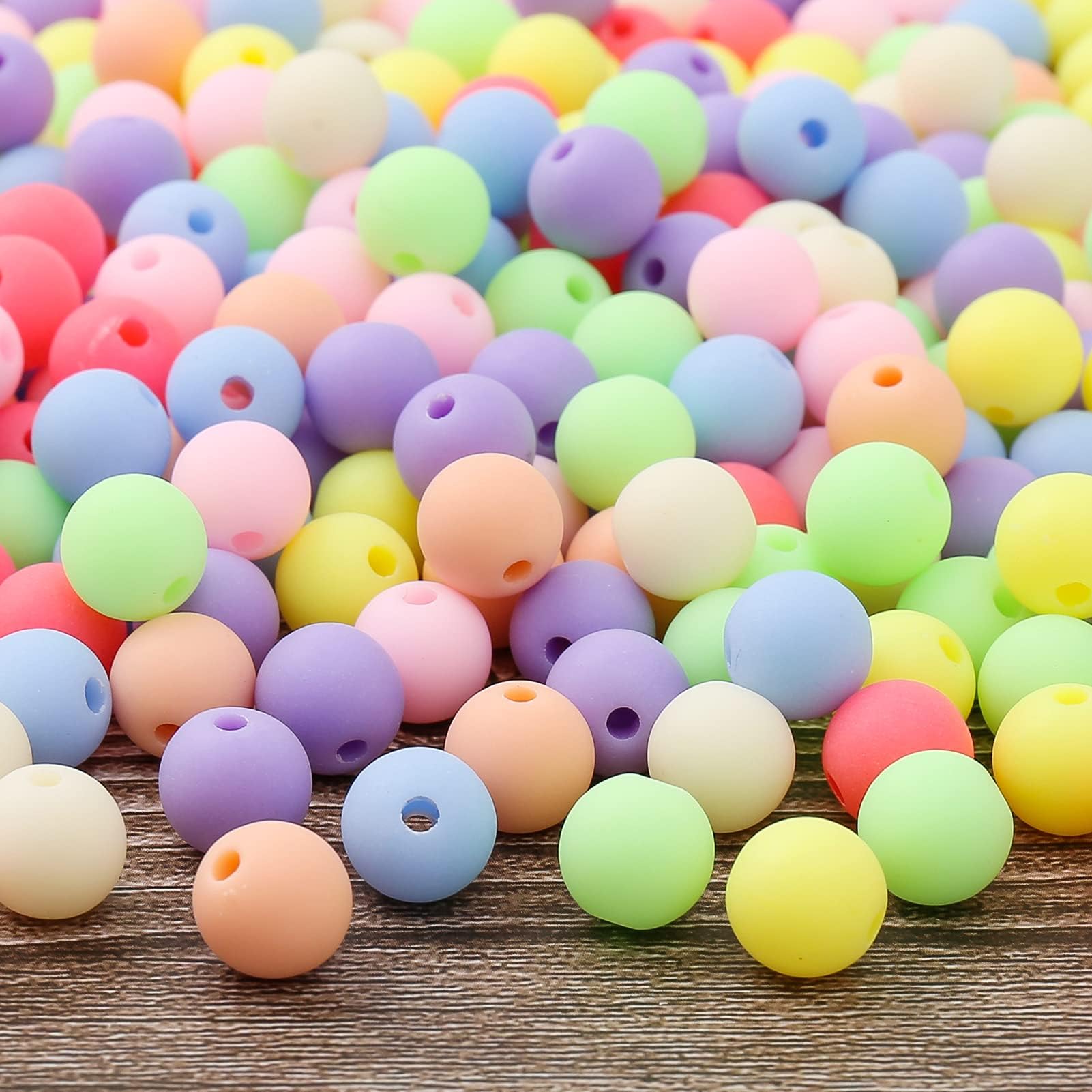 Amazon.com: ToBeIT Color Beads Acrylic Round Beads Pastel Round Bead ...