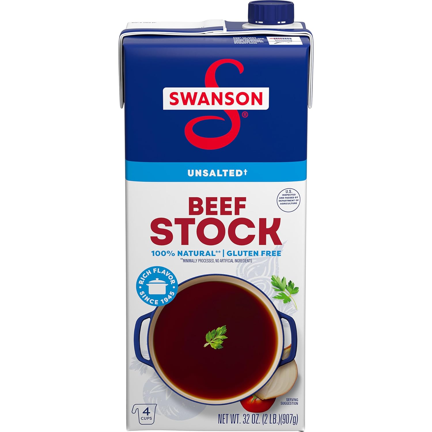 Amazon.com : Swanson 100% Natural Unsalted Beef Stock, 32 Oz Carton ...