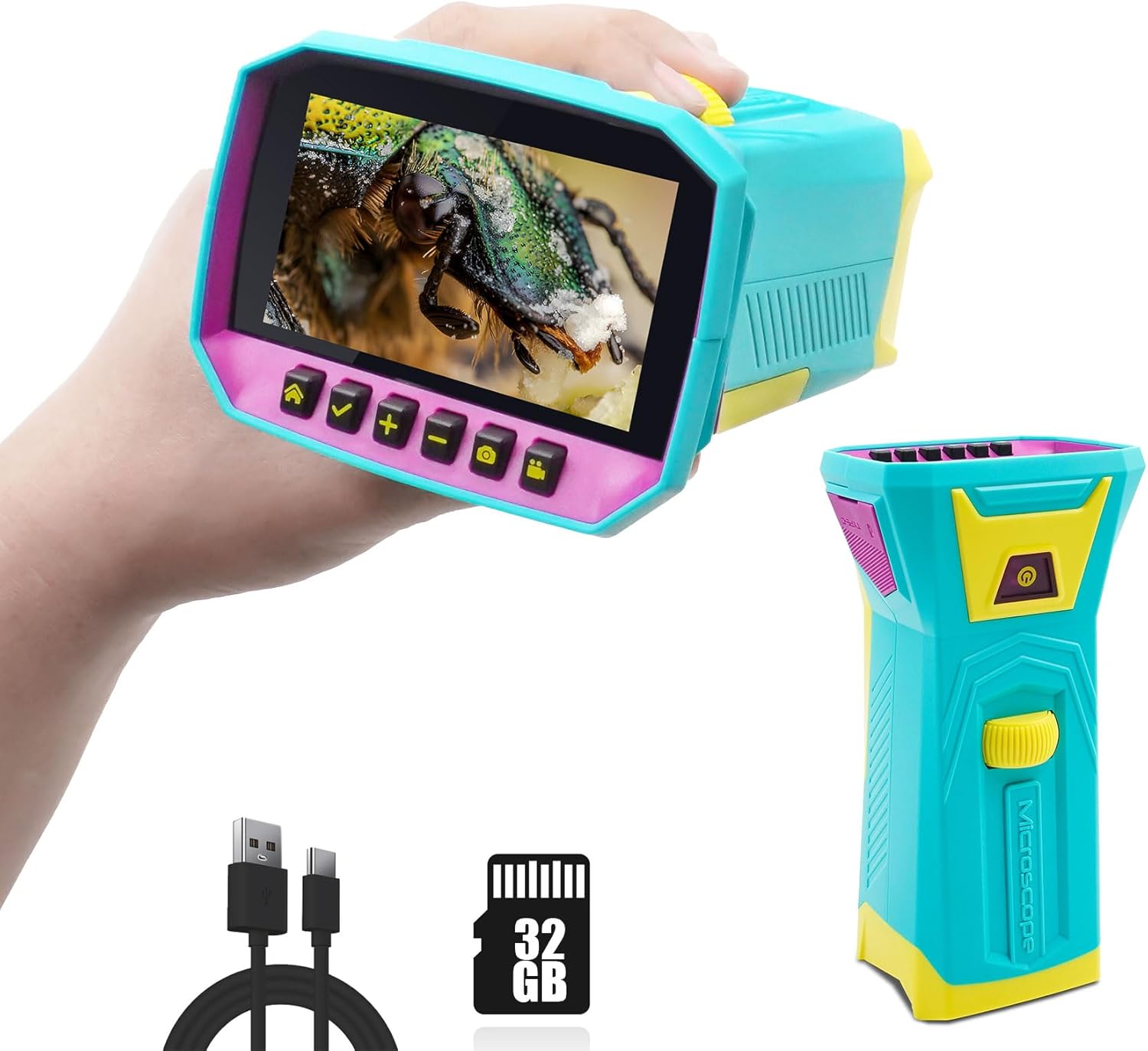 Amazon.com : Sheawasy Kids Digital Microscope, 3 inch IPS Screen, 800X ...