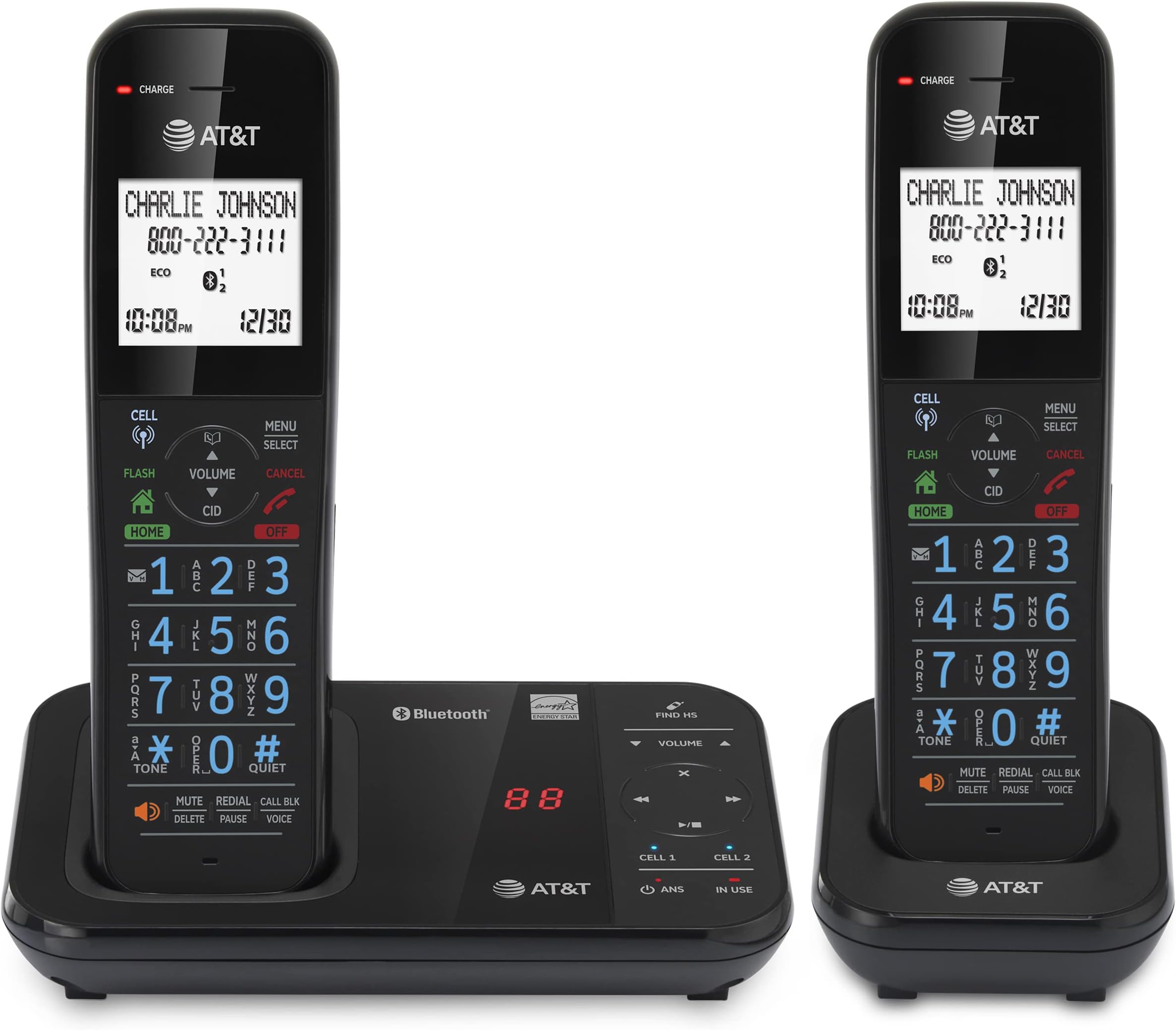 AT&T DL72219 DECT 6.0 - Teléfono inalámbrico de 2 Auriculares para el ...