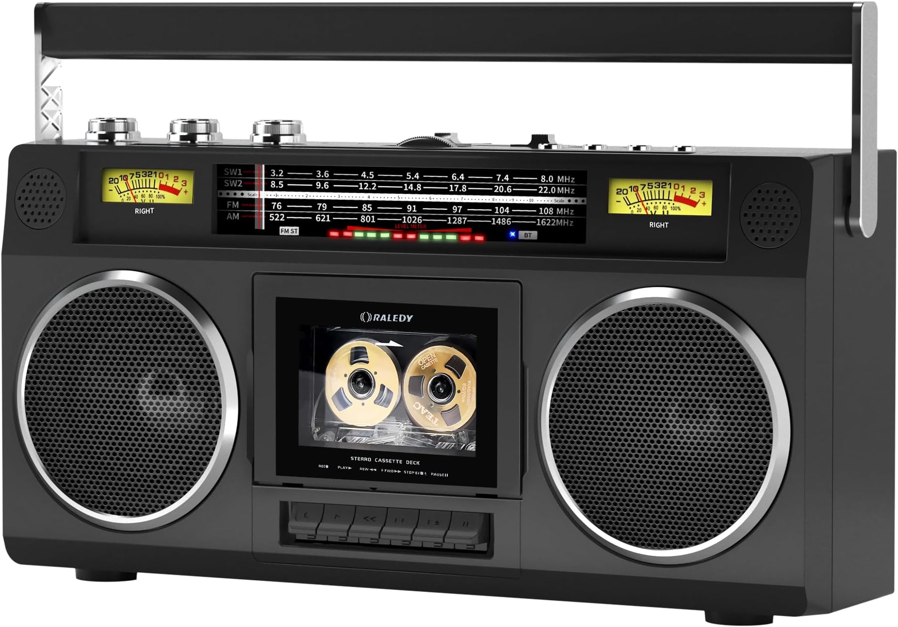 Portable Boombox Radio Cassette Player Recorder, AM/FM/SW1/SW2 Radio ...