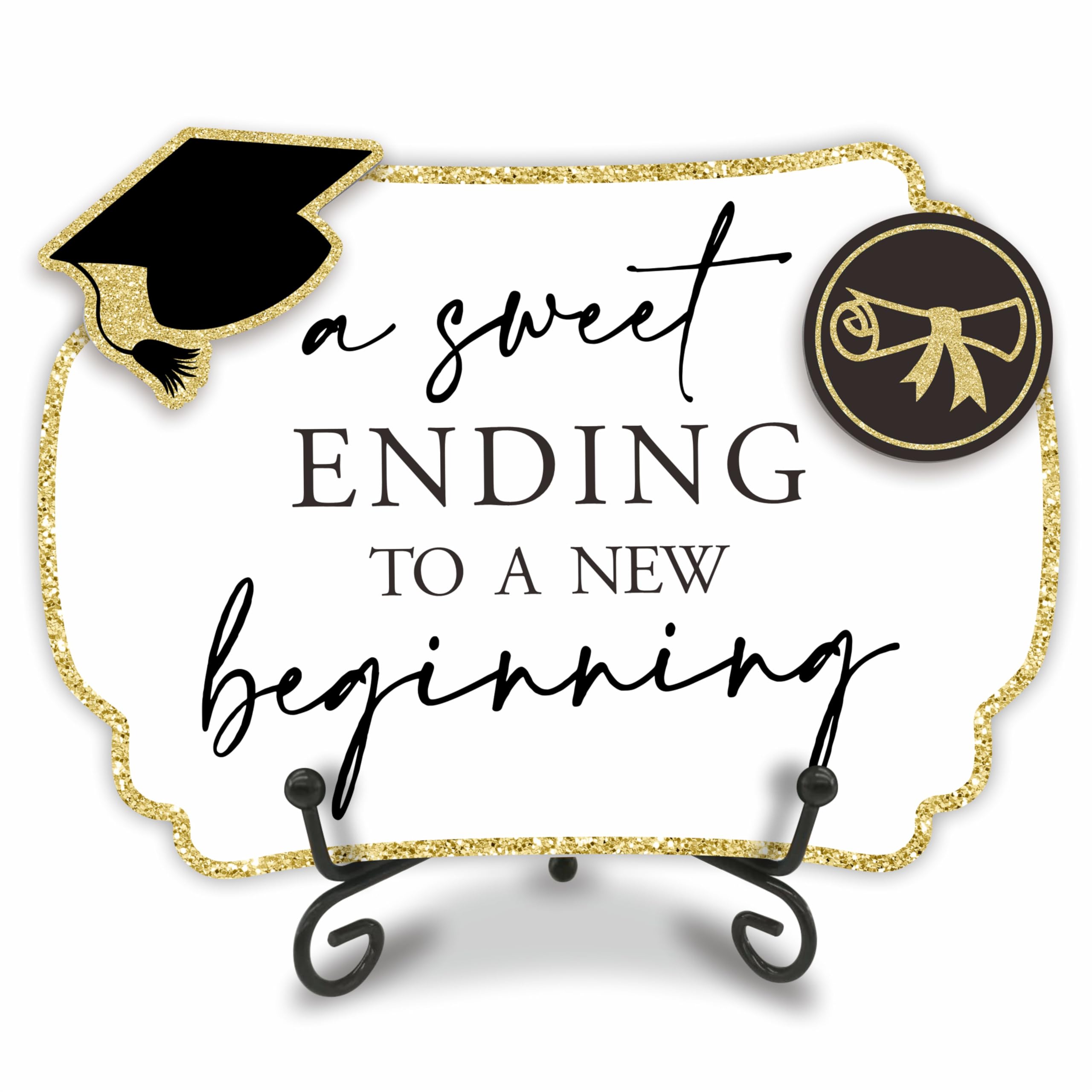 Amazon.com: Grad Party Wooden Table Sign - A Sweet Ending To A New ...