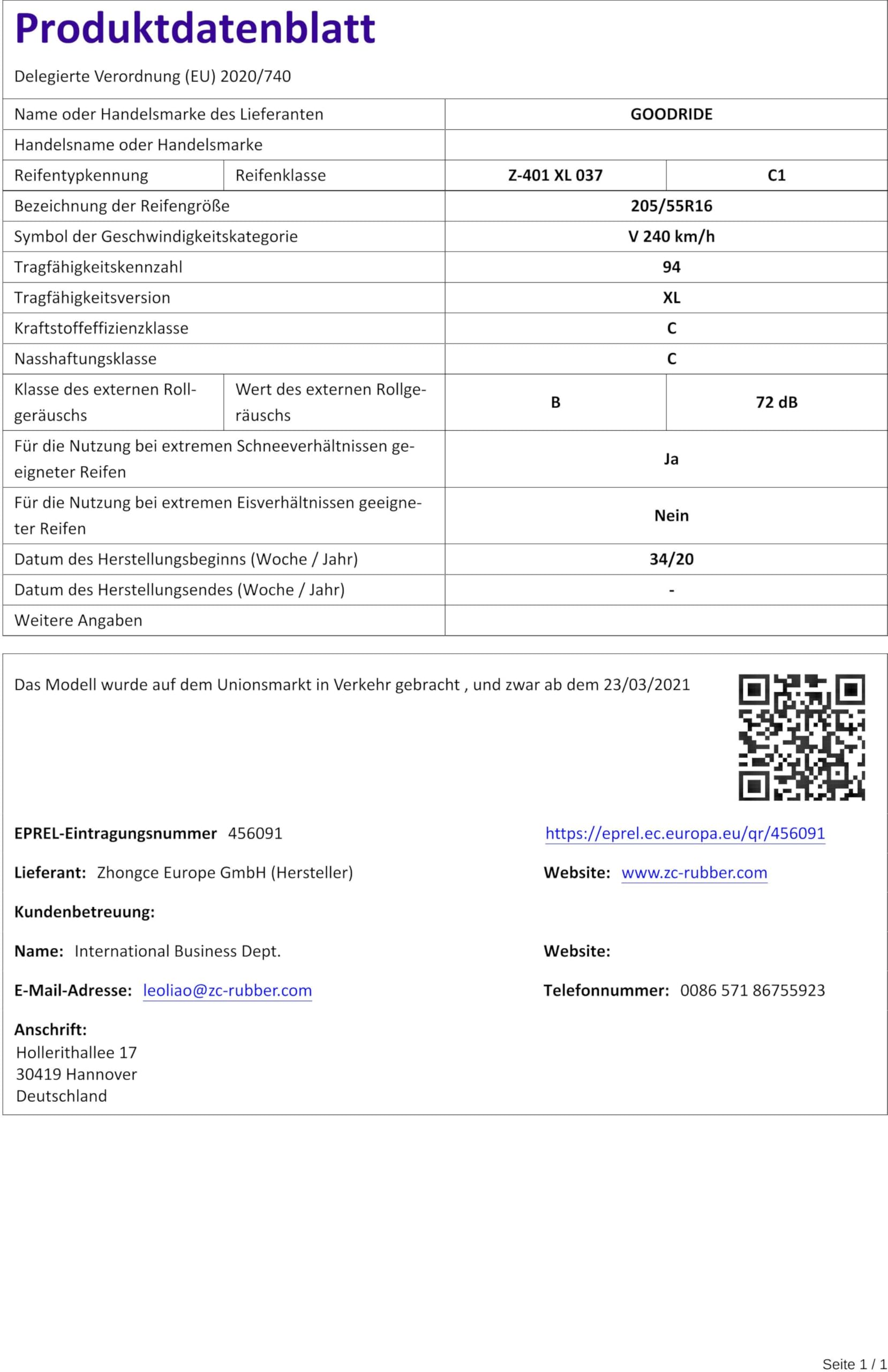 Goodride SW608 (205/55 R16 91H) : Amazon.de: Auto & Motorrad