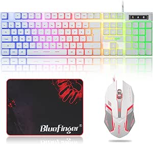 Amazon.com: BlueFinger Combo de teclado para juegos RGB y mouse retroiluminado, cable USB, juego ...