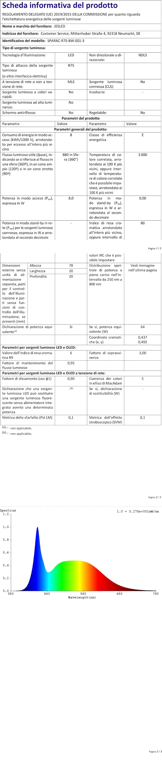 JESLED R7s LED 78mm, Non-Dimmerabile R7s LED Lampadine, Bianco Caldo ...