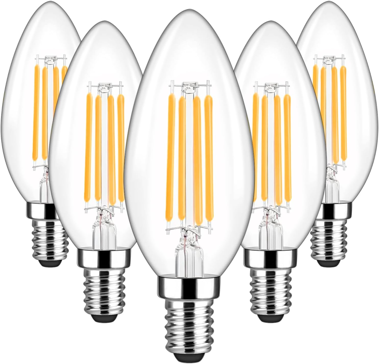 5 Pack C35 4Watt LED Candelabra Bulbs Equivalent to 40w Incandescent ...