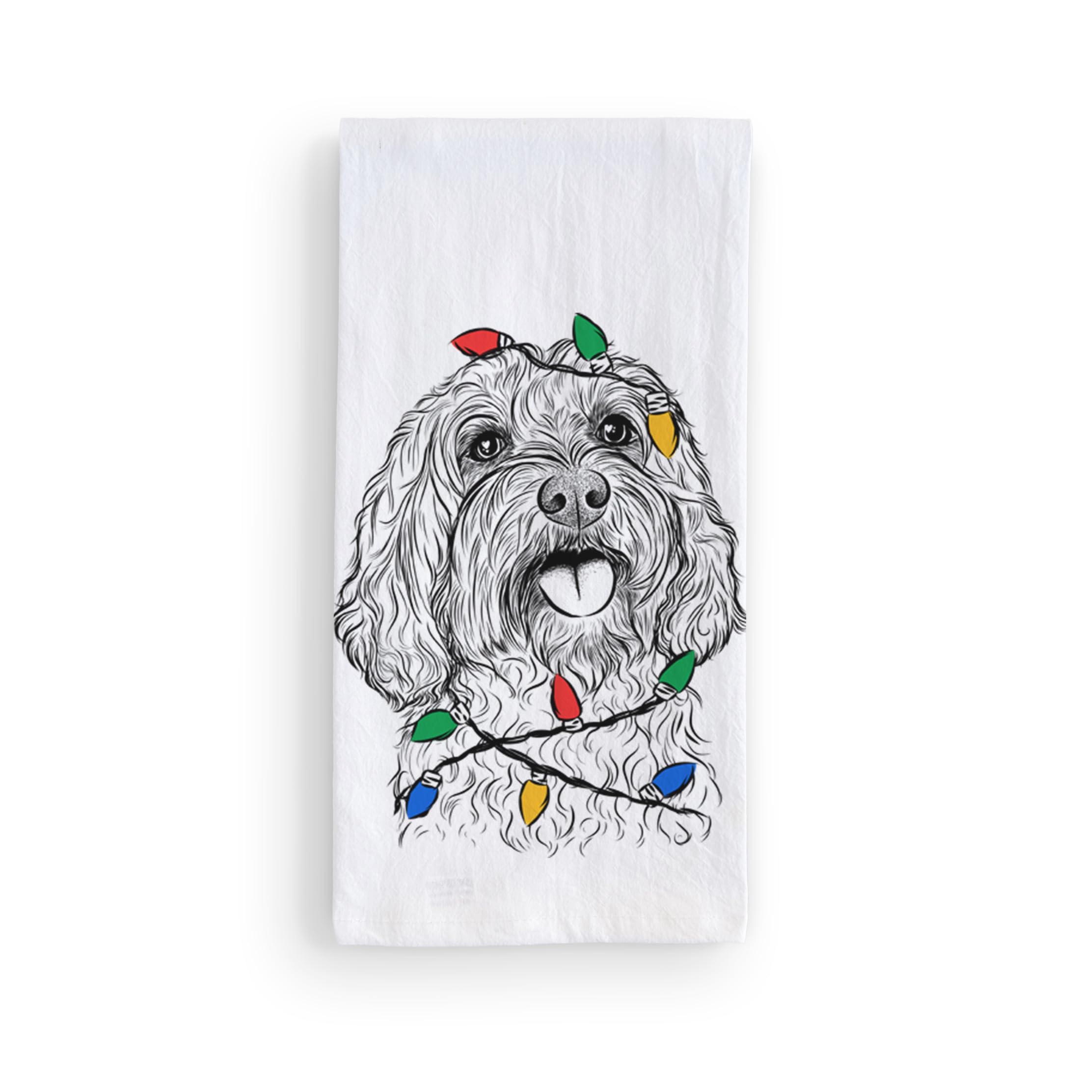 Amazon.com: Inkopious Christmas Lights Cali The Cavapoo Tea Towel ...