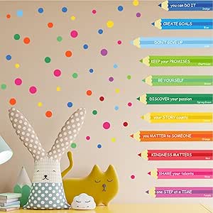 Amazon.com: Colors Pencils Wall Decals Removable Colorful Crayons Dot ...