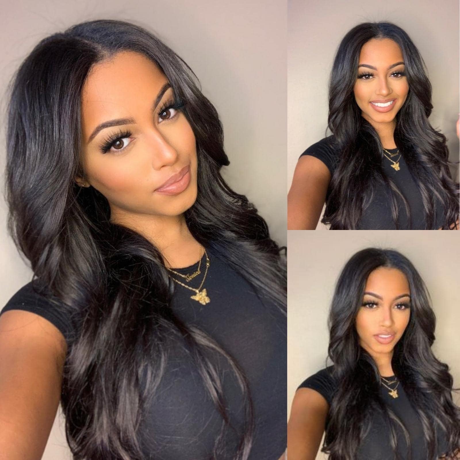 Amazon.com : Oseti Natural Black V Part Wig Synthetic Upgraded U Part ...