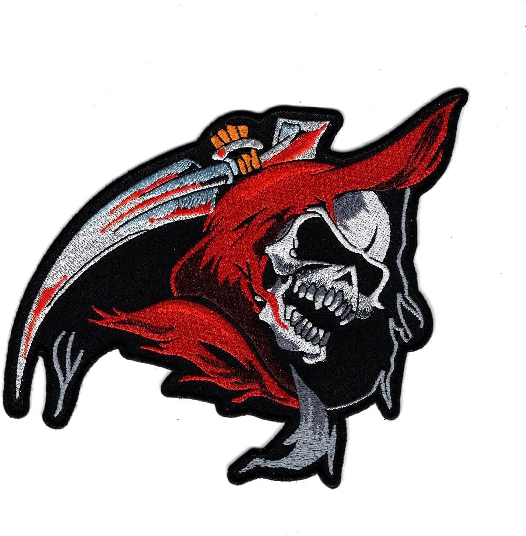 Amazon.com: Grim Reaper Head Skull Embroidered Jacket Vest Iron on 7.0 ...