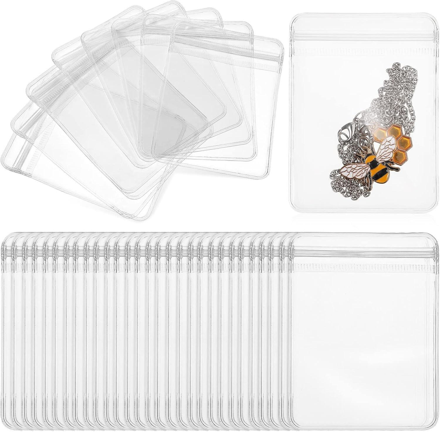 Amazon.com: SEWACC Self Seal Jewelry PVC Bags 100Pcs Clear Zipper Bags ...