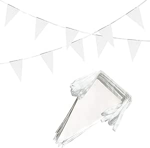 Amazon.com: TSMD Solid White Pennant Banners Flags String DIY Blank ...