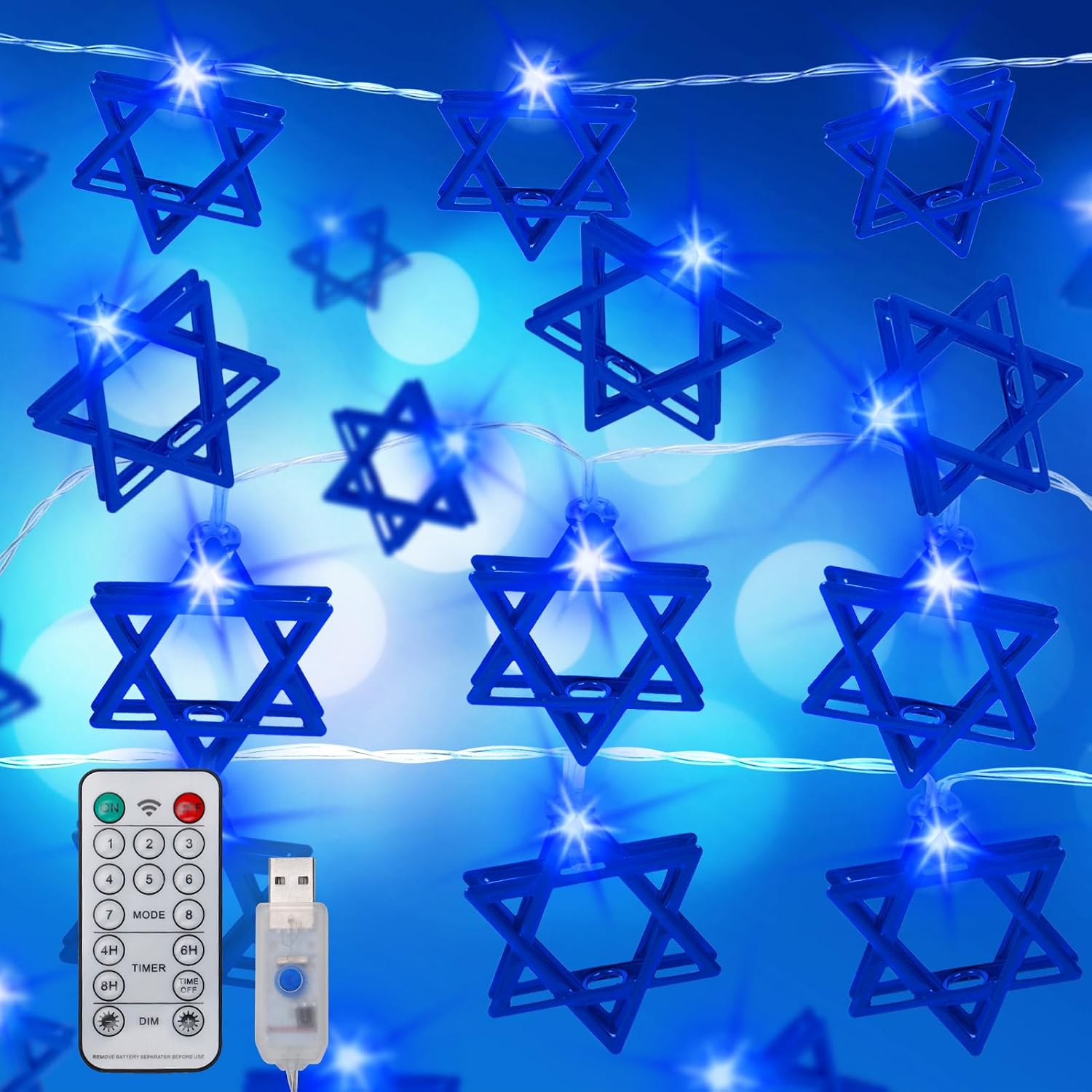 Amazon.com: Hanukkah Lights Decorations- Star of David USB String ...