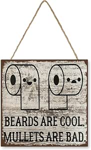 Amazon.com: VelfDuel Retro Sign Beards are Cool Mullets Bad Toilet ...