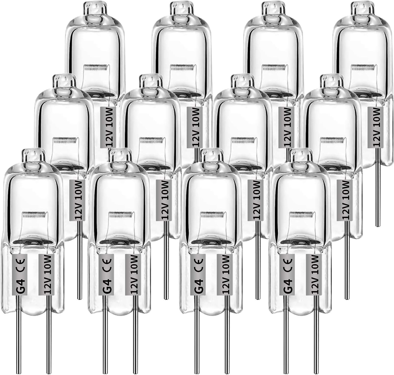 12 Pcs G4 Halogen Bulbs, 2 Pin Lamp Bulb Halogen, 20W 12V Halogen Light ...