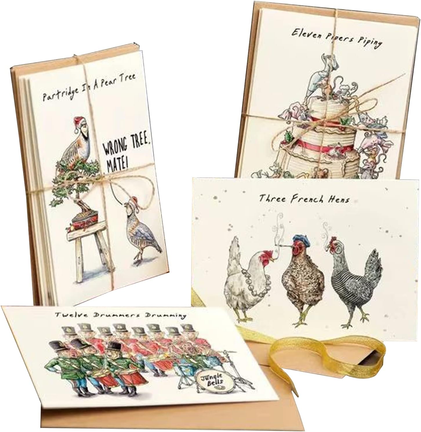 Amazon.com: Twelve Days of Christmas Card Set, 24 Pcs Quirky Funny Xmas ...